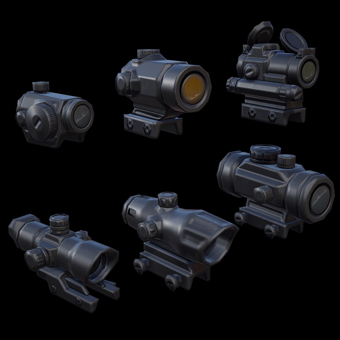 3D SCOPE PACK 01 BLACK Model - TurboSquid 1792158