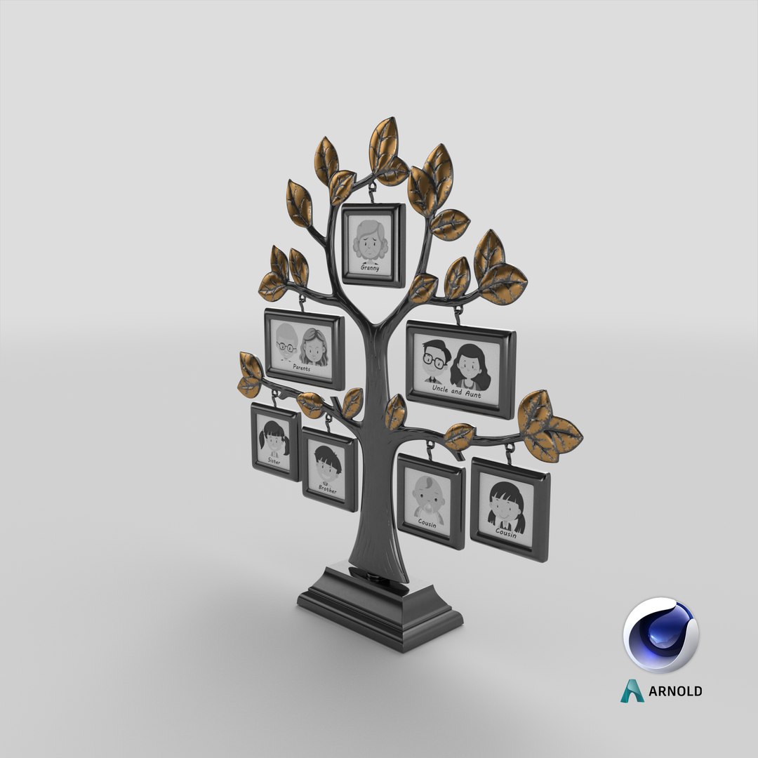 3D Gold Photo Frame with Black Family Tree model - TurboSquid 1969606