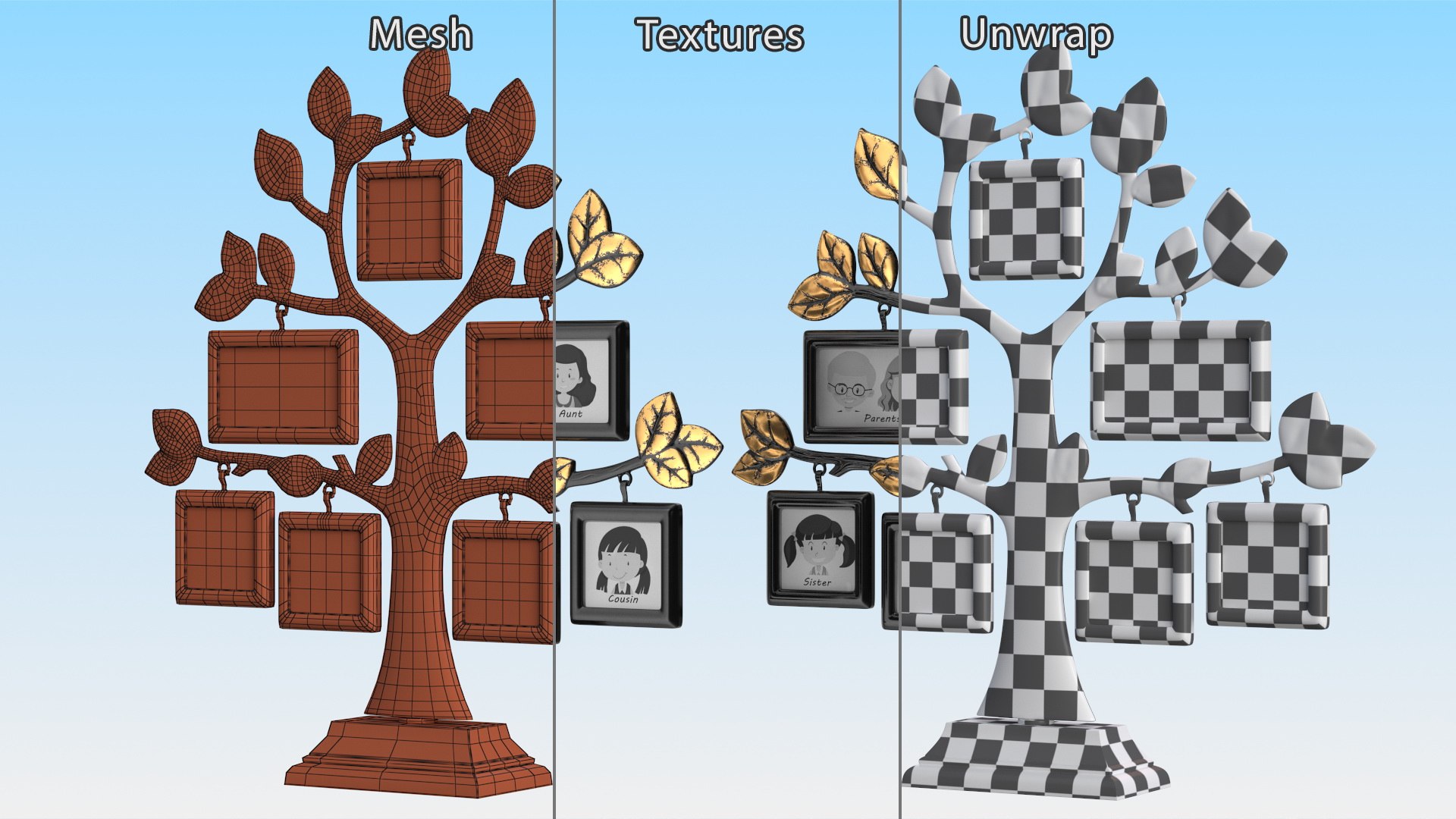 3D Gold Photo Frame with Black Family Tree model - TurboSquid 1969606