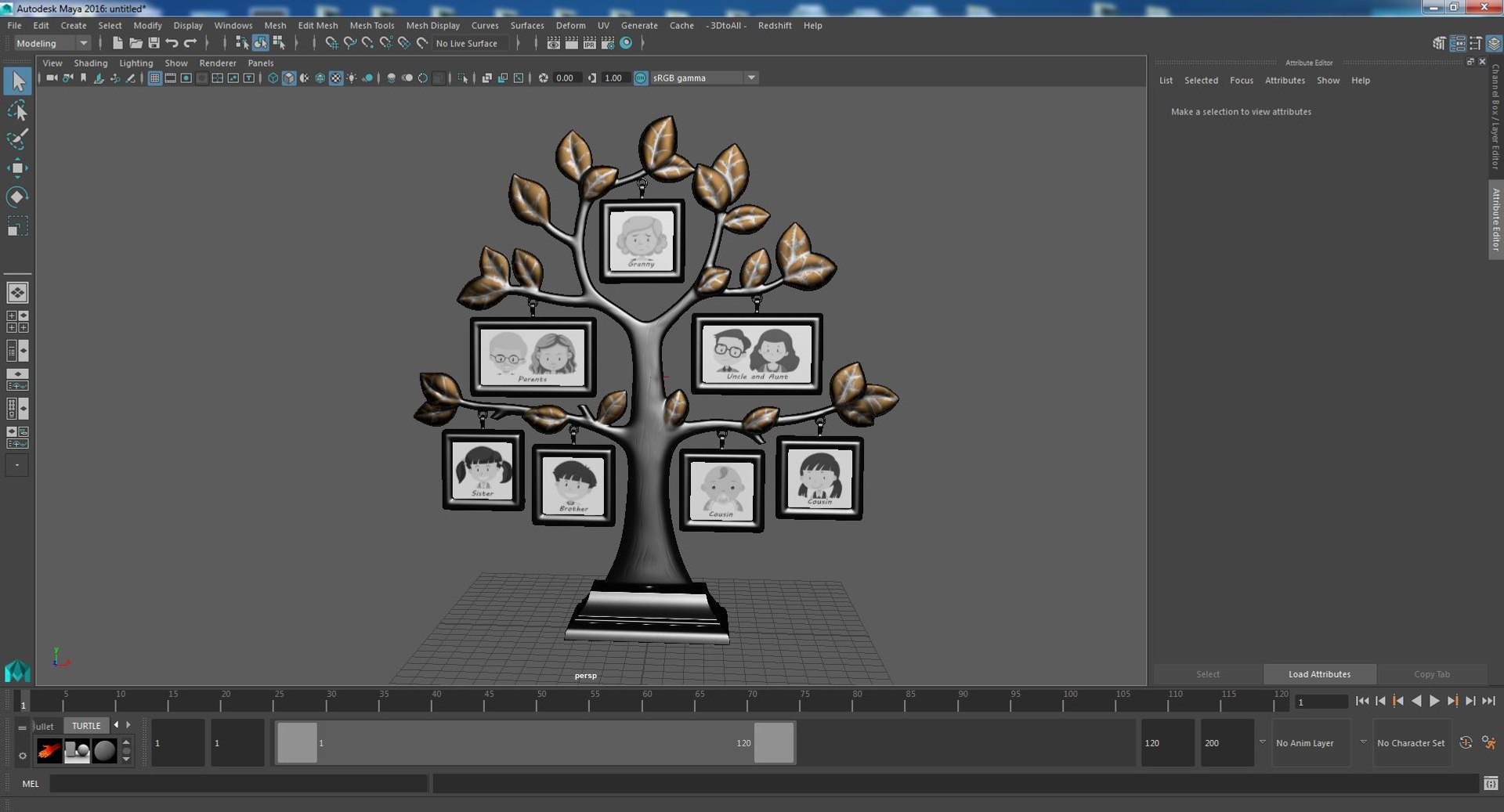 3D Gold Photo Frame with Black Family Tree model - TurboSquid 1969606