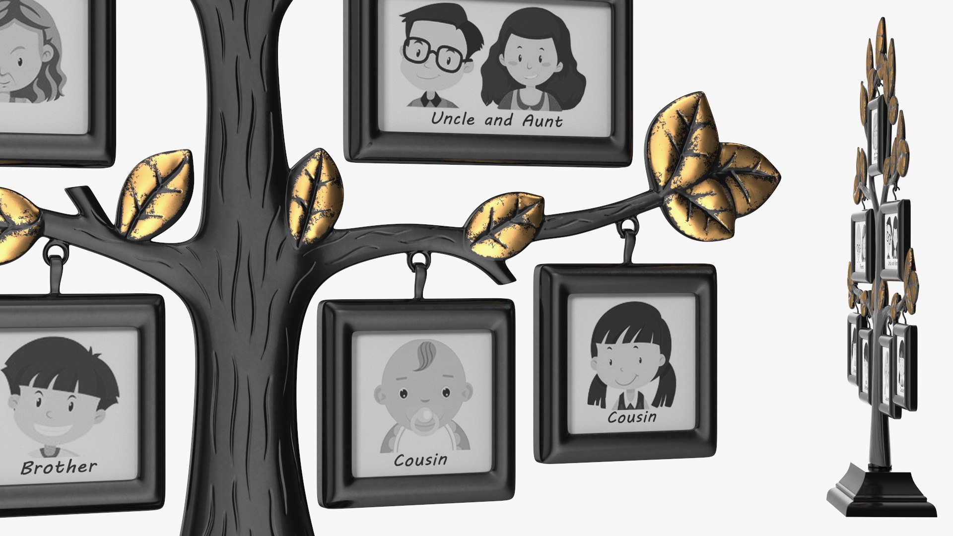 3D Gold Photo Frame with Black Family Tree model - TurboSquid 1969606