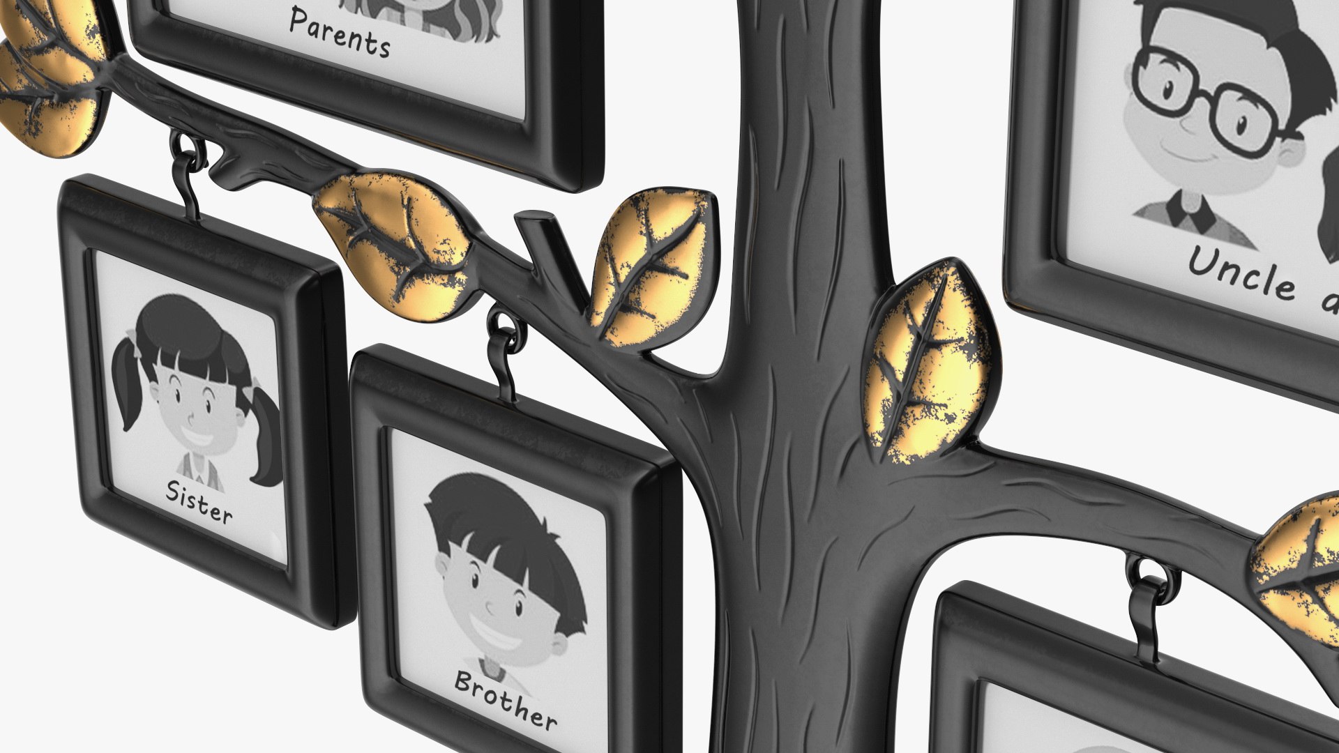 3D Gold Photo Frame with Black Family Tree model - TurboSquid 1969606