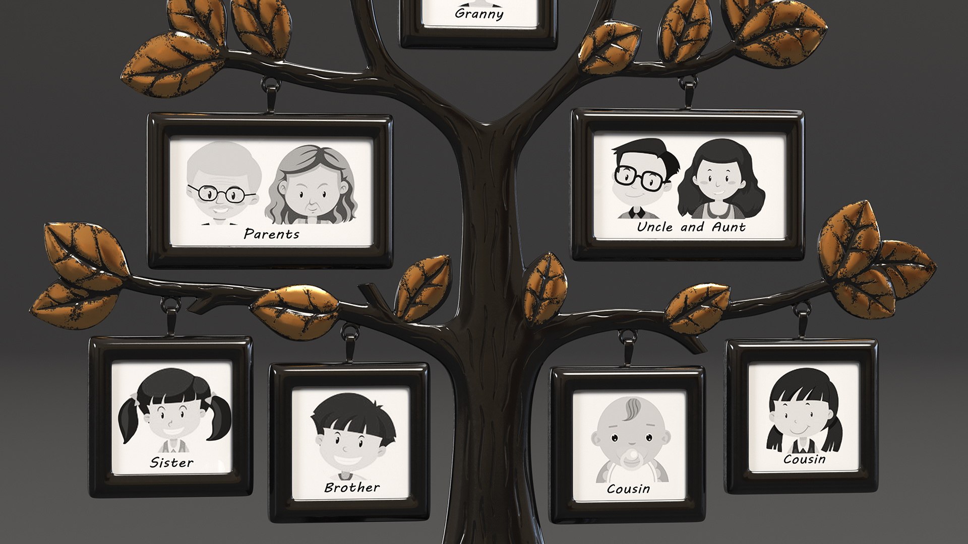 3D Gold Photo Frame with Black Family Tree model - TurboSquid 1969606