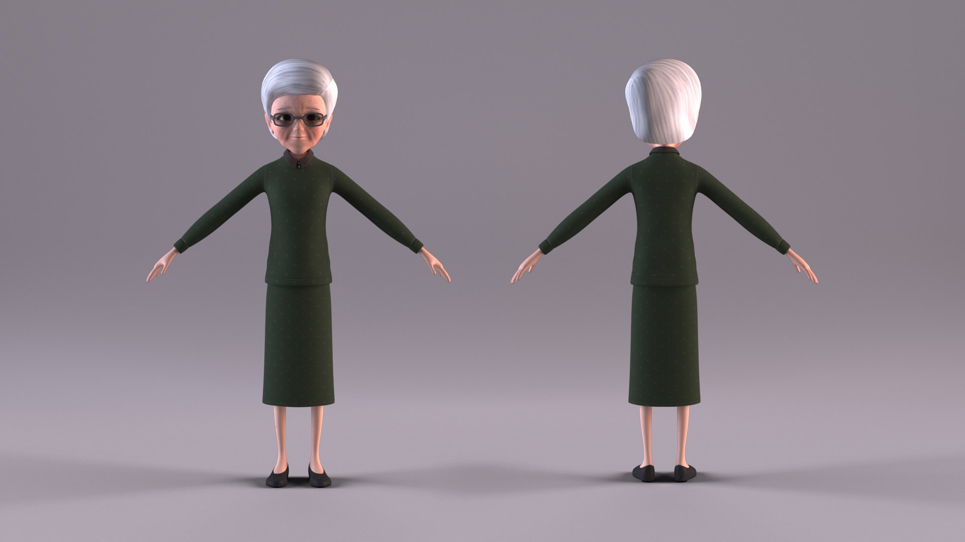 Cartoon Old Woman - Rigged Biped CatRig 3D Model - TurboSquid 1843416