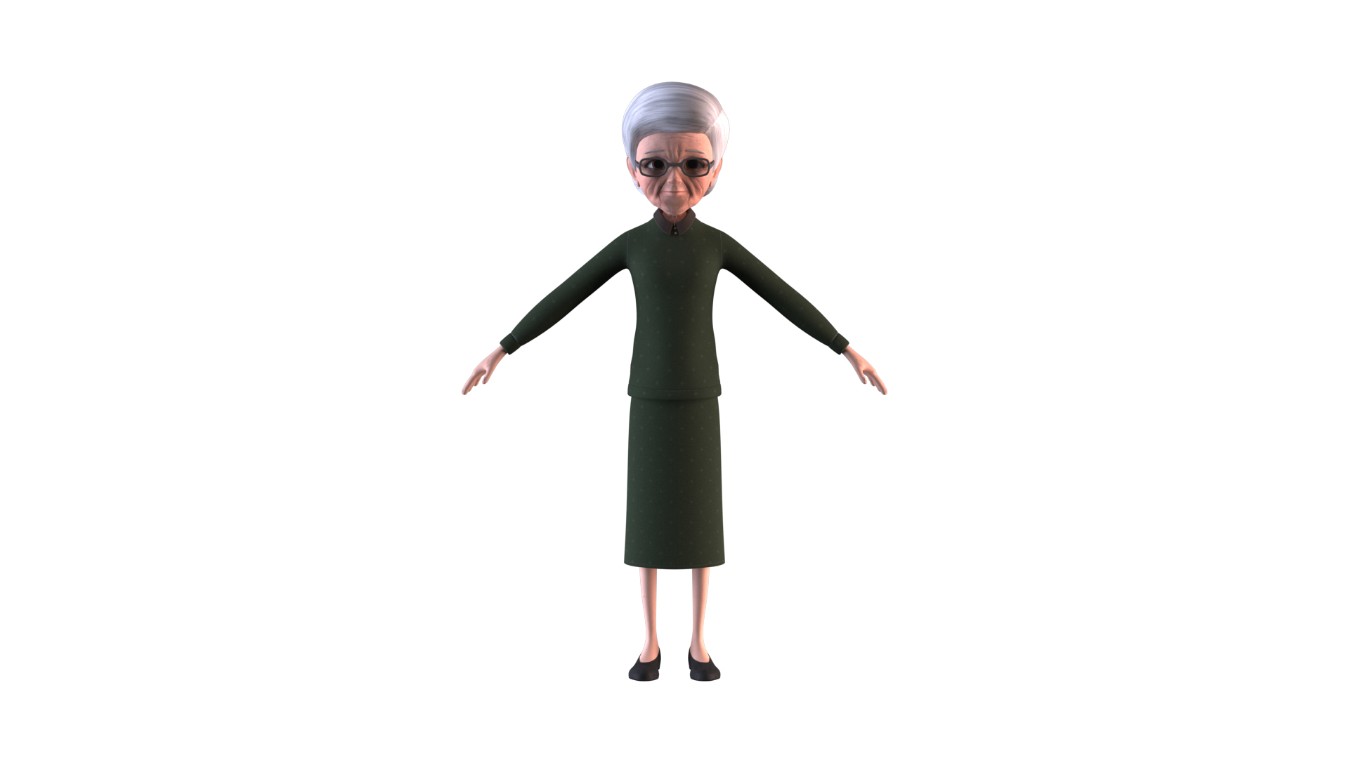 Cartoon Old Woman - Rigged Biped catRig 3D model - TurboSquid 1843416