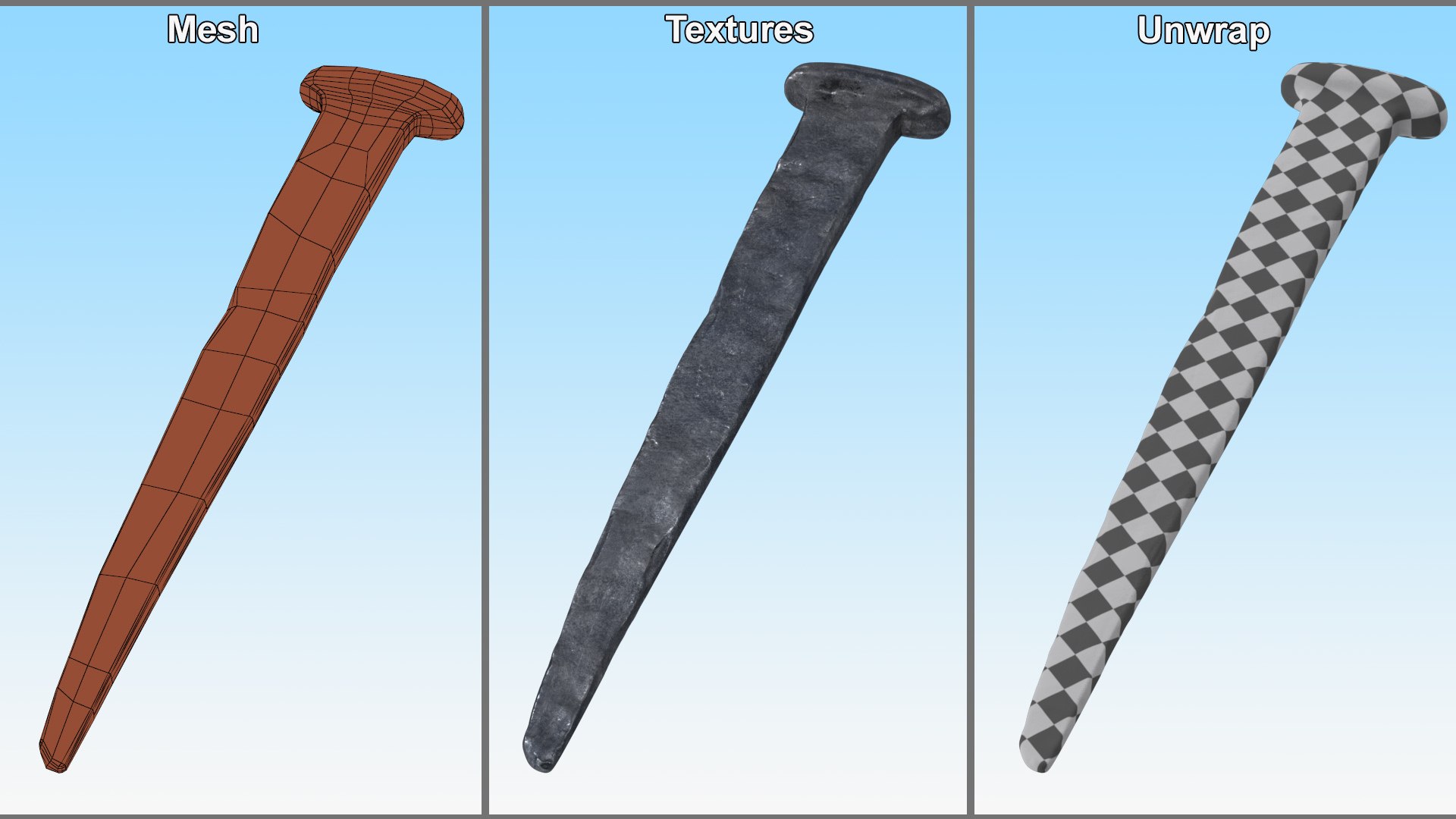 Blacksmith Hand Forged Iron Nail 3D - TurboSquid 2212708