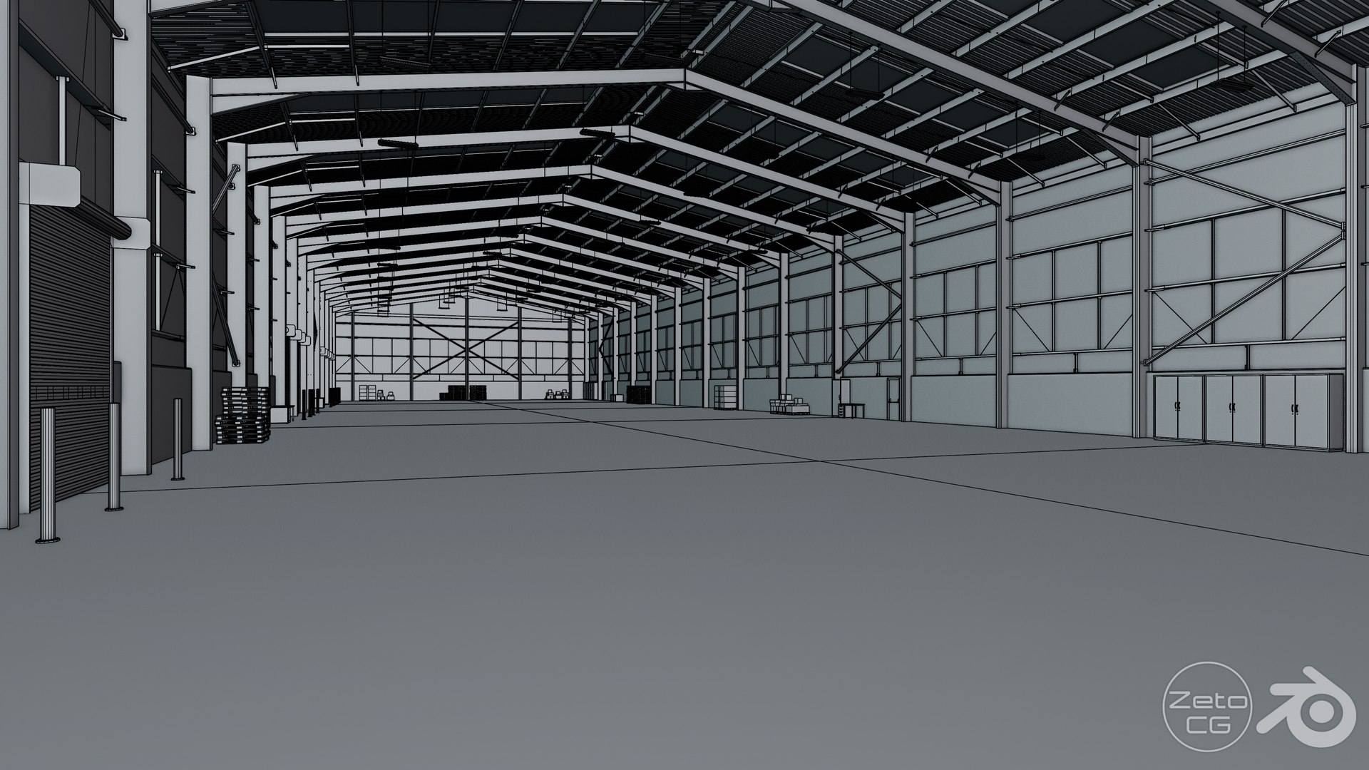 Industrial Warehouse Interior 11b - Textured - Blender 3D model ...