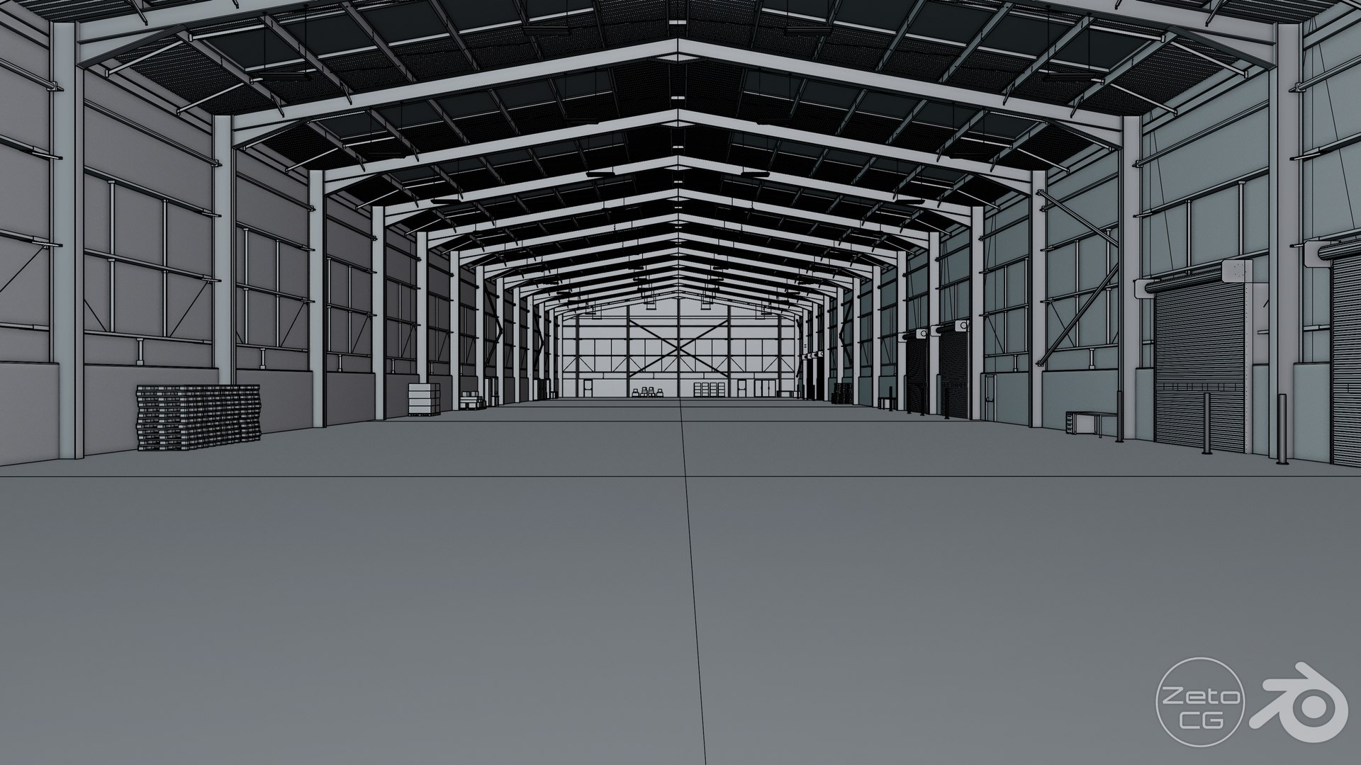 Industrial Warehouse Interior 11b - Textured - Blender 3D Model ...