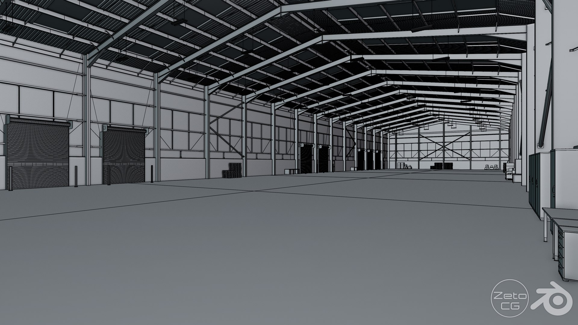 Industrial Warehouse Interior 11b - Textured - Blender 3D Model ...