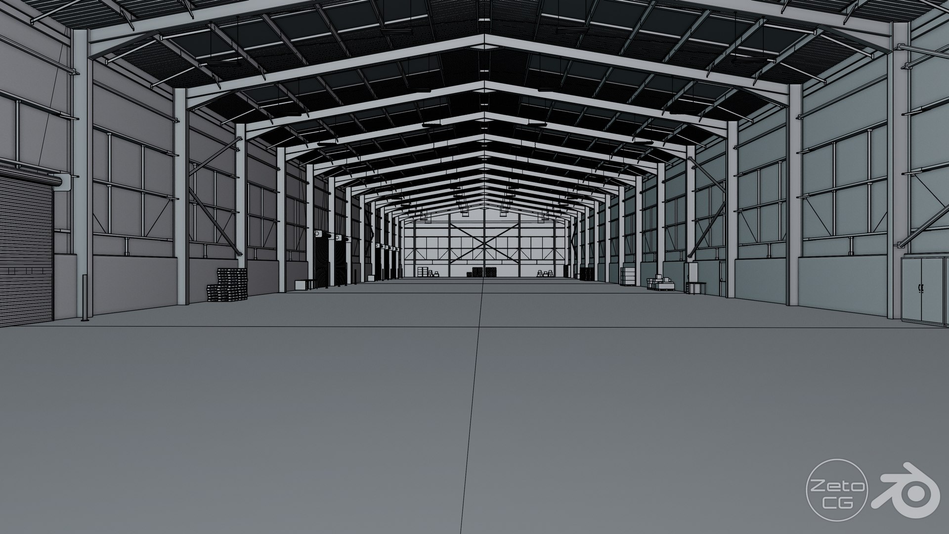 Industrial Warehouse Interior 11b - Textured - Blender 3D Model ...