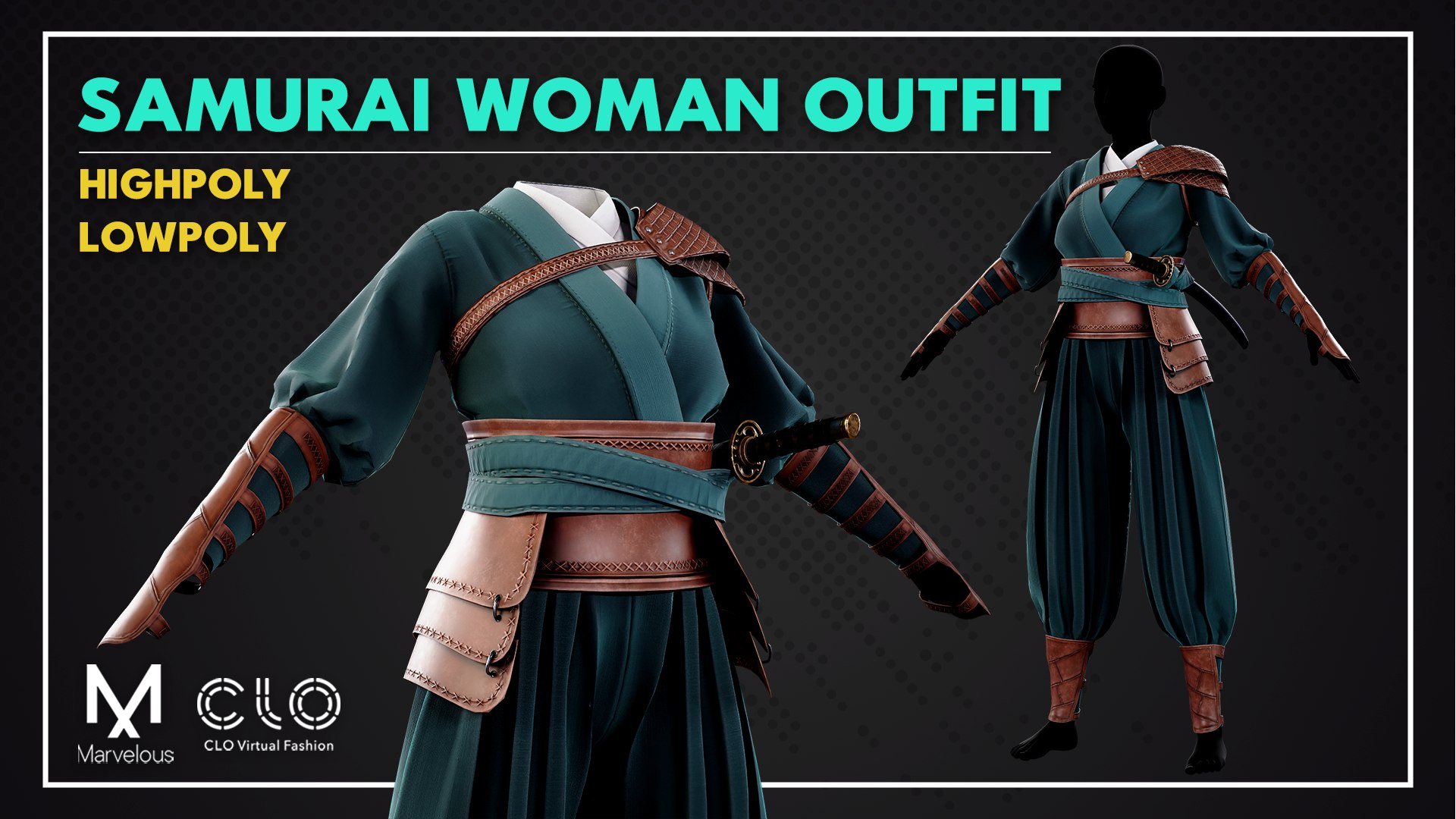Low Poly Samurai Woman Outfit 3D model - TurboSquid 2043637
