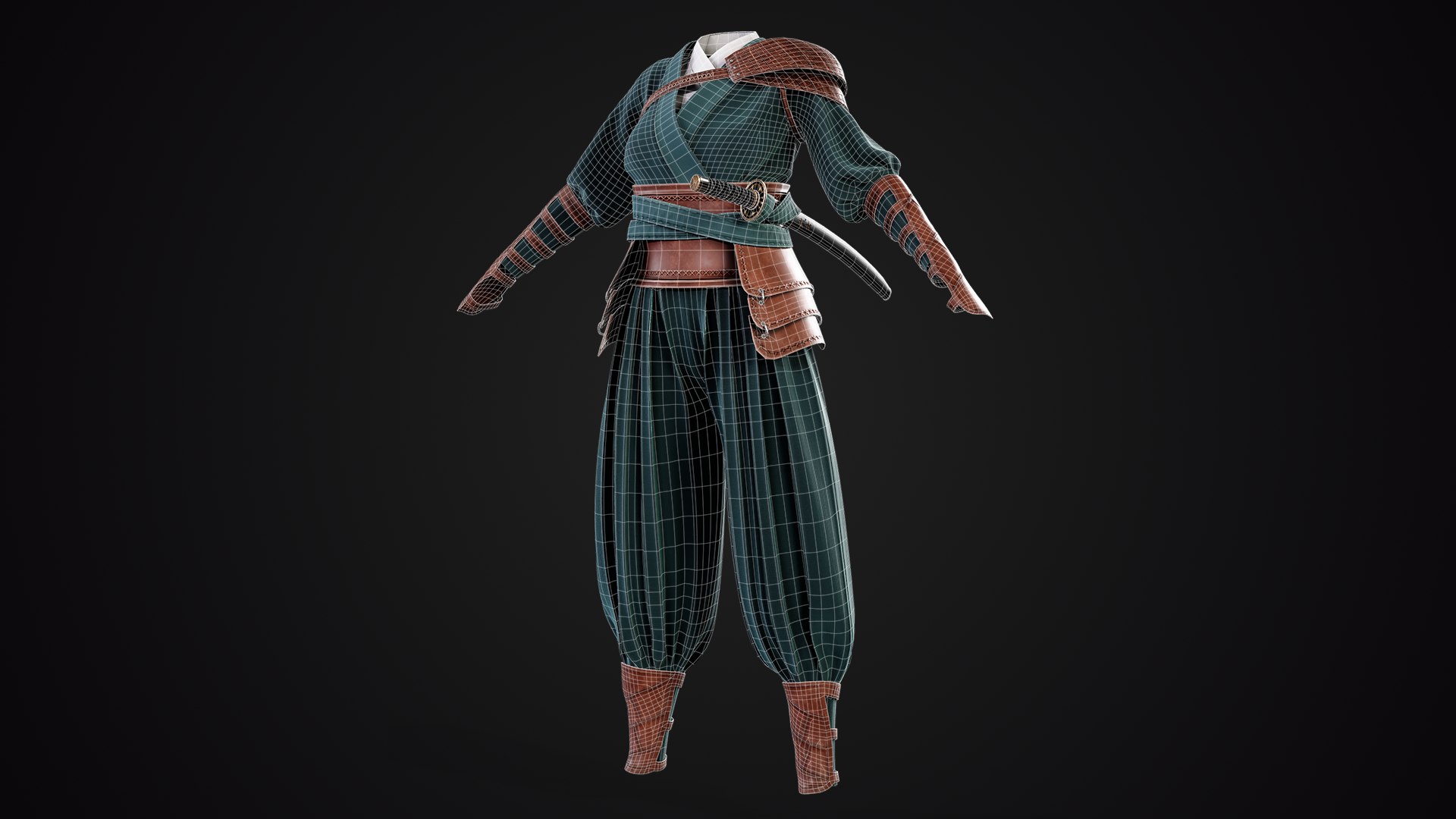 Low Poly Samurai Woman Outfit 3D Model - TurboSquid 2043637