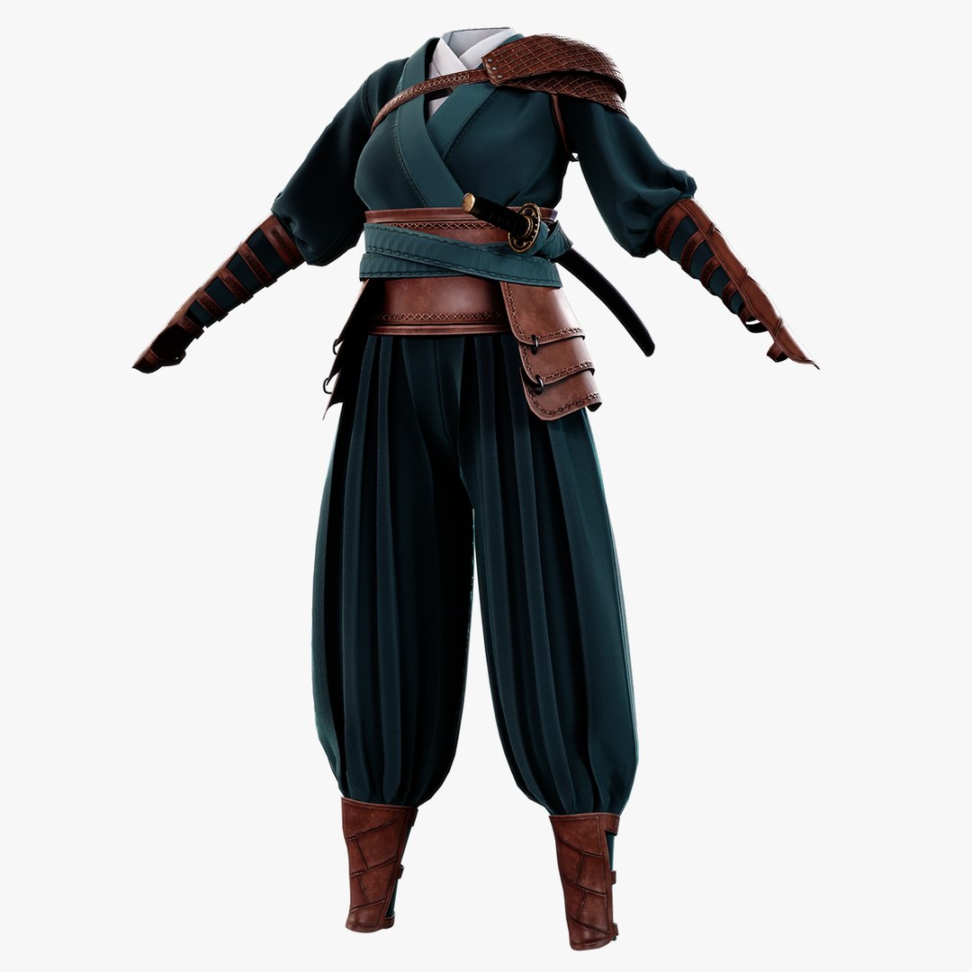 Low Poly Samurai Woman Outfit 3D model - TurboSquid 2043637