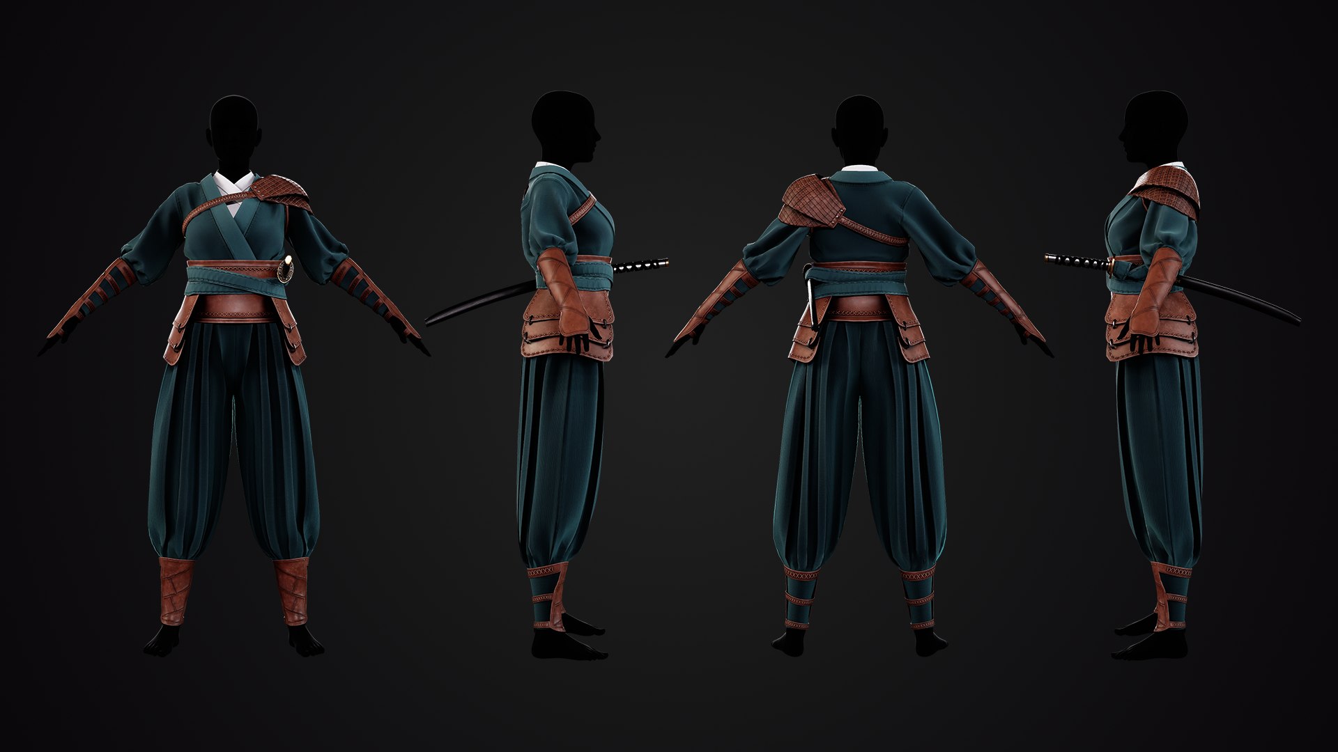 Low Poly Samurai Woman Outfit 3D model - TurboSquid 2043637