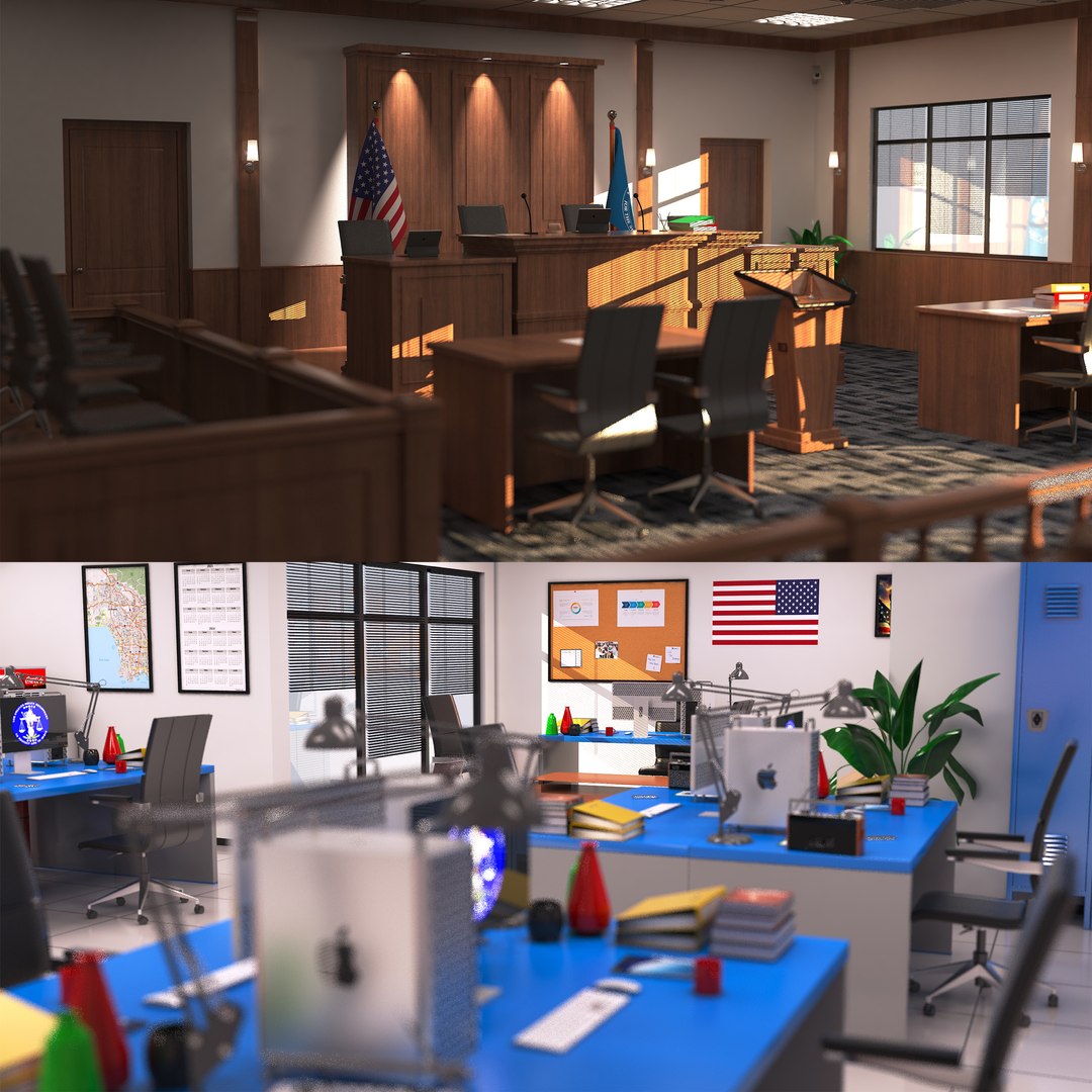 CourtRoom and Police Station 3D - TurboSquid 2066499