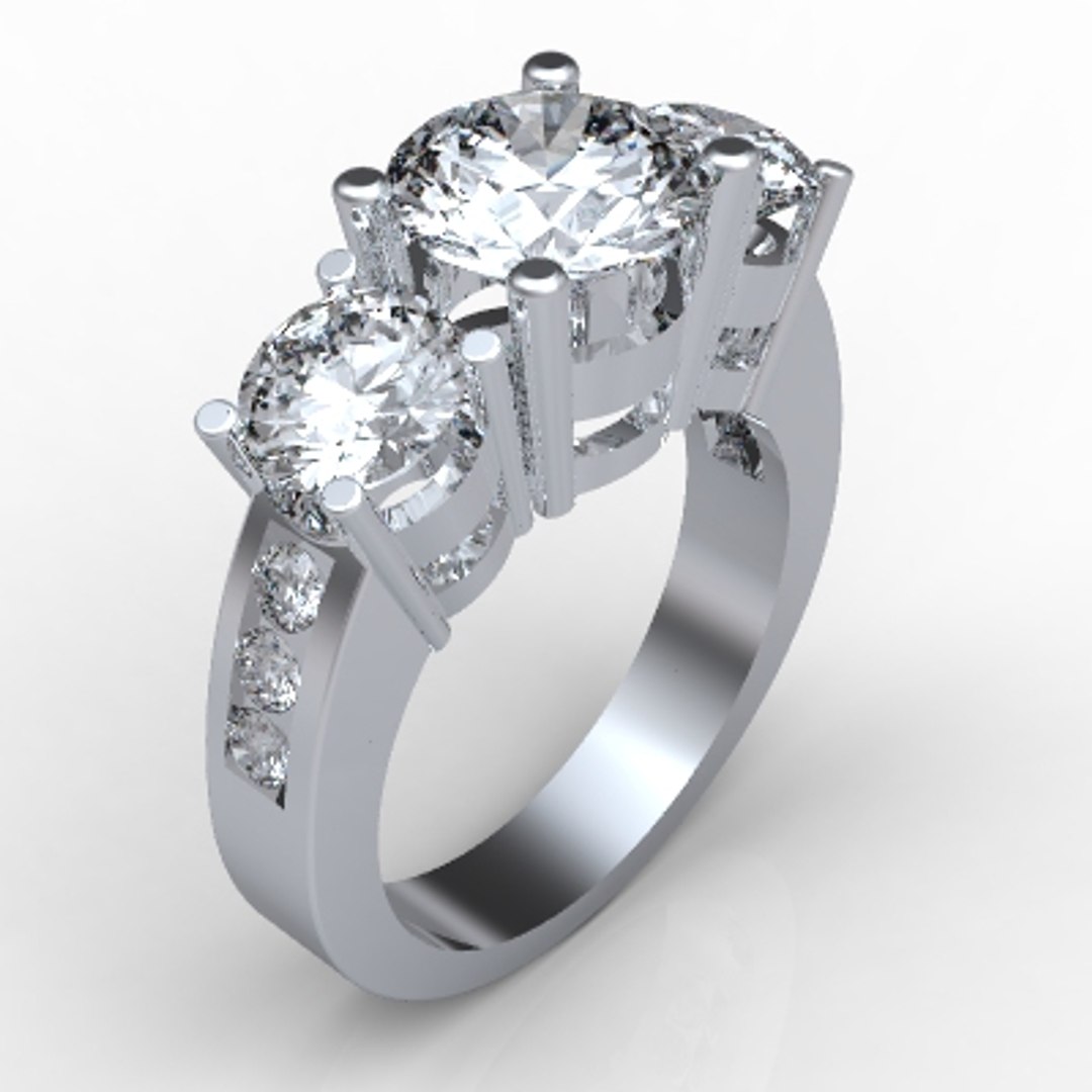3d platinum diamond ring model