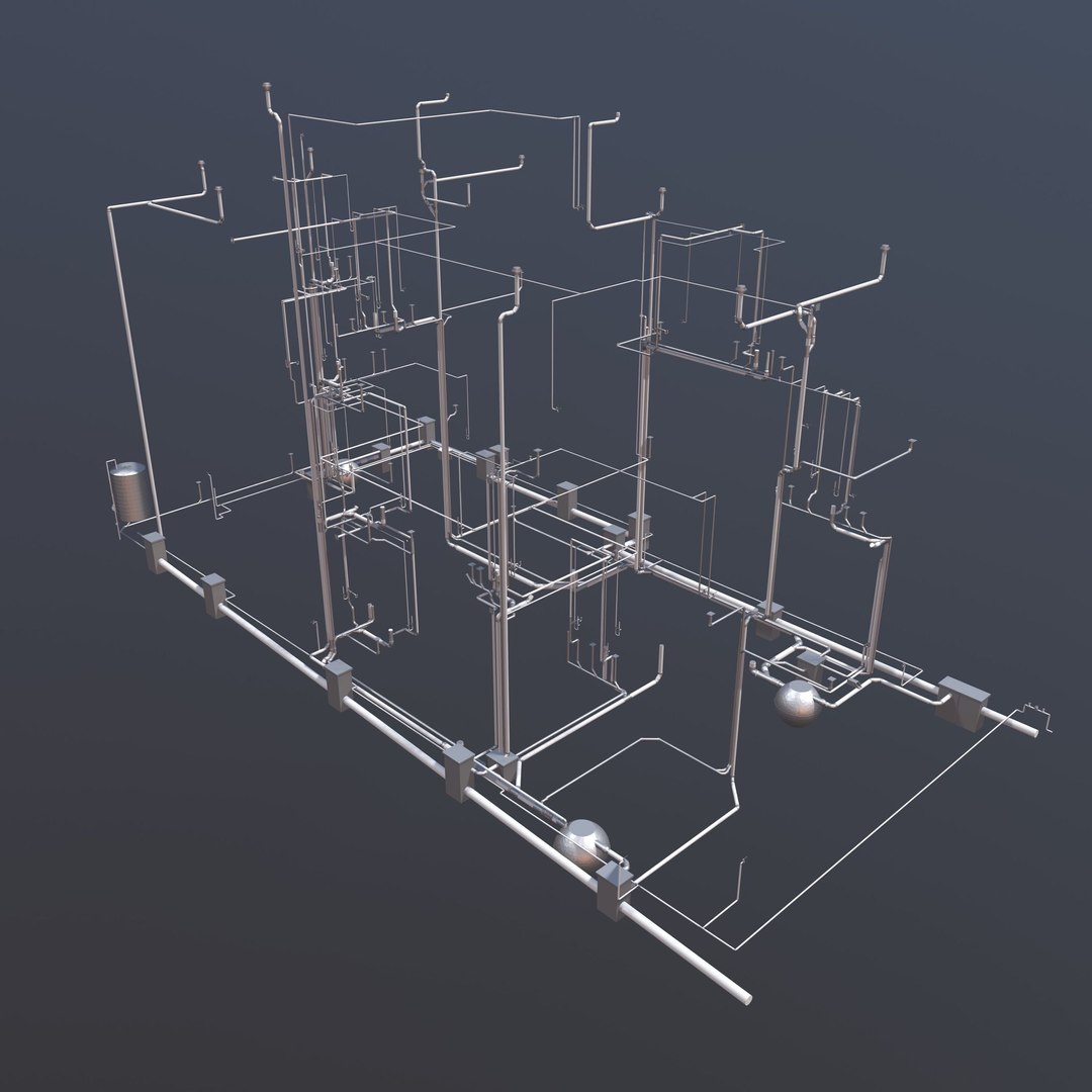 3D Plumbing Piping In Building - TurboSquid 2077605