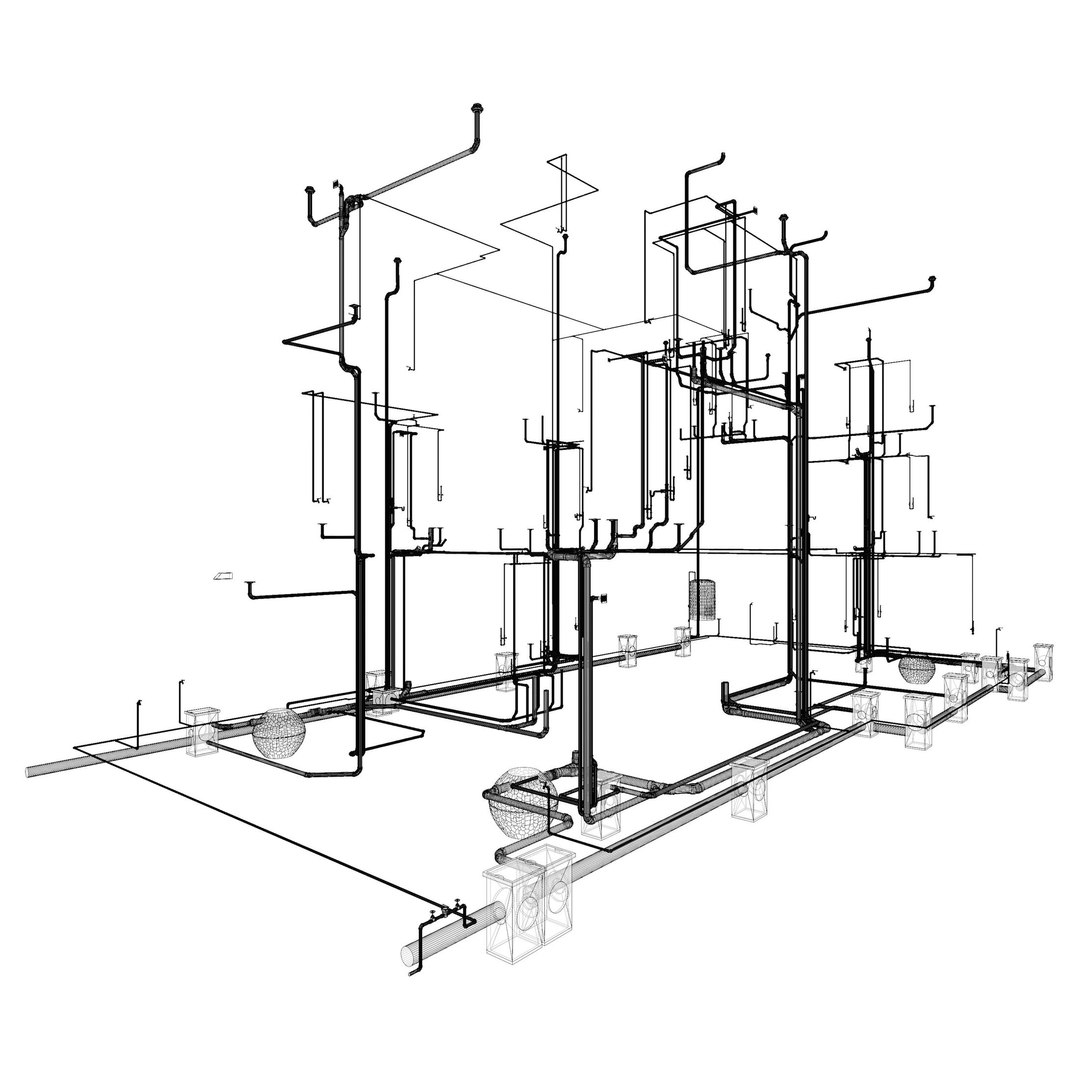 3D Plumbing Piping In Building - TurboSquid 2077605