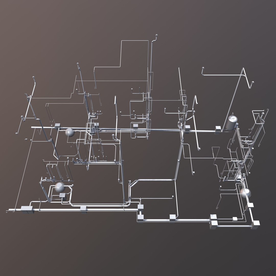 3D Plumbing Piping In Building - TurboSquid 2077605