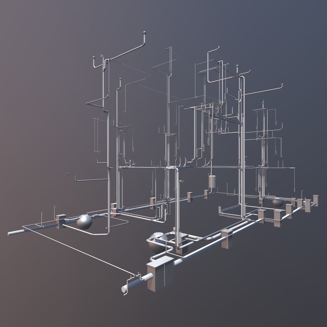3D Plumbing Piping In Building - TurboSquid 2077605