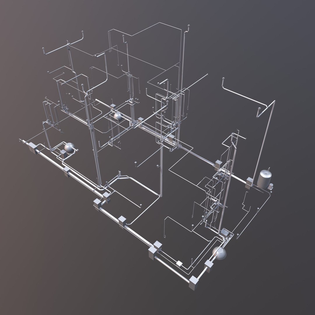 3D Plumbing Piping In Building - TurboSquid 2077605