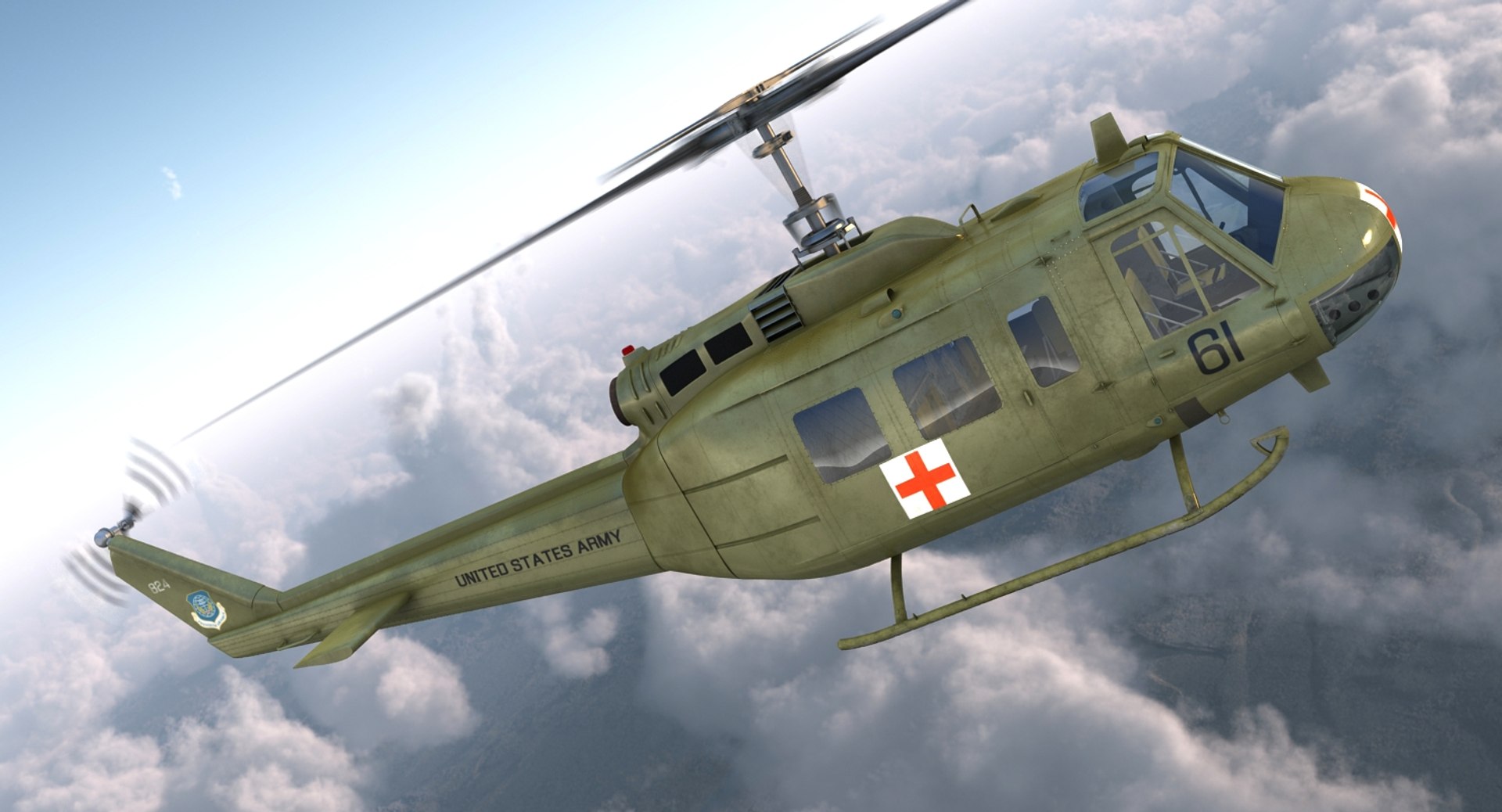 Bell Uh-1 Iroquois Medevac 3d Model