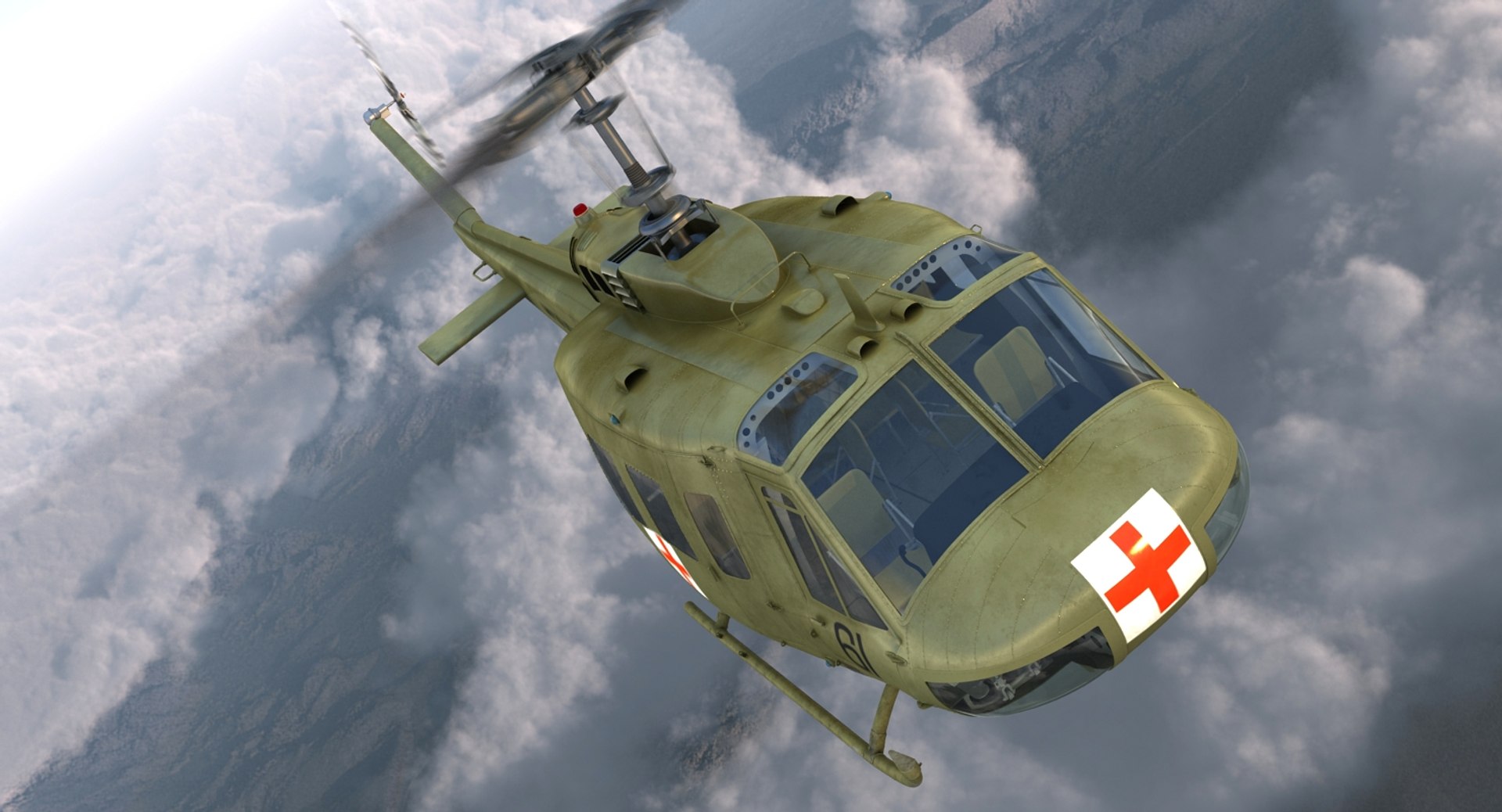Bell Uh-1 Iroquois Medevac 3d Model