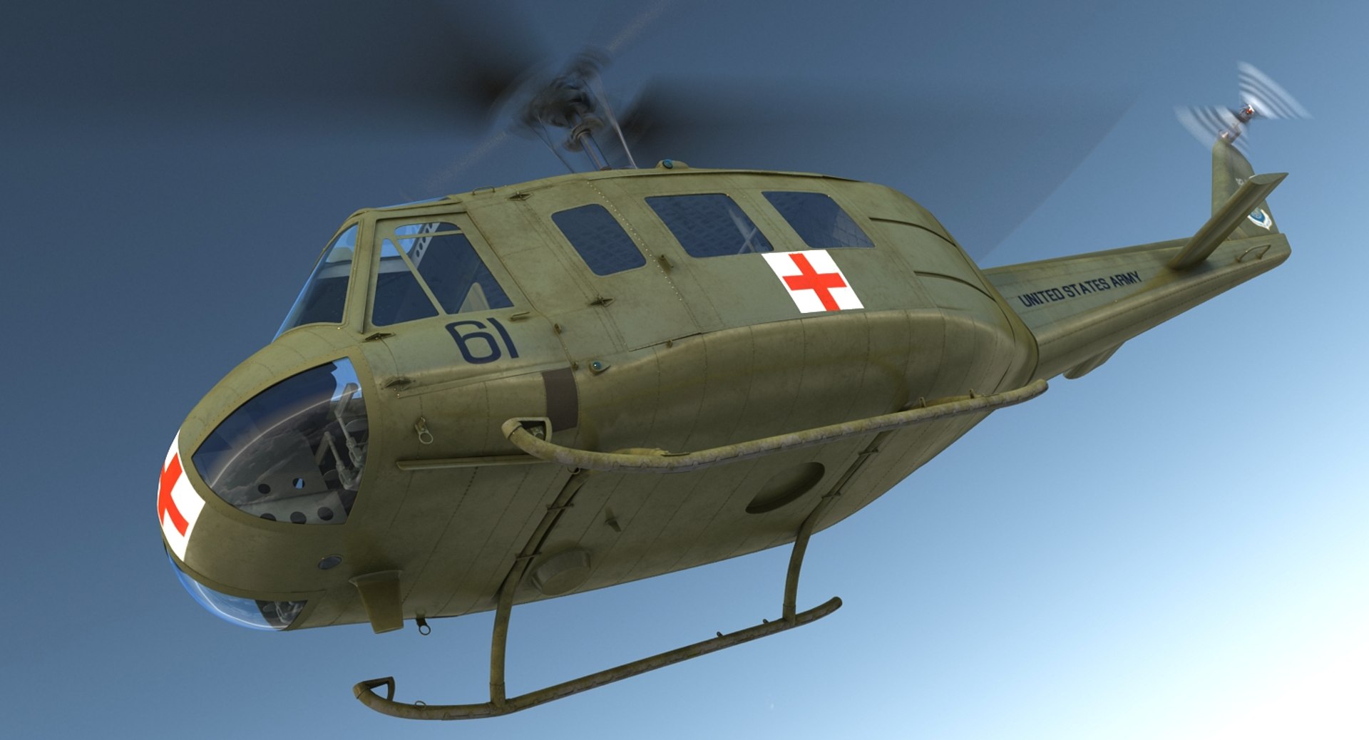 Bell Uh-1 Iroquois Medevac 3d Model