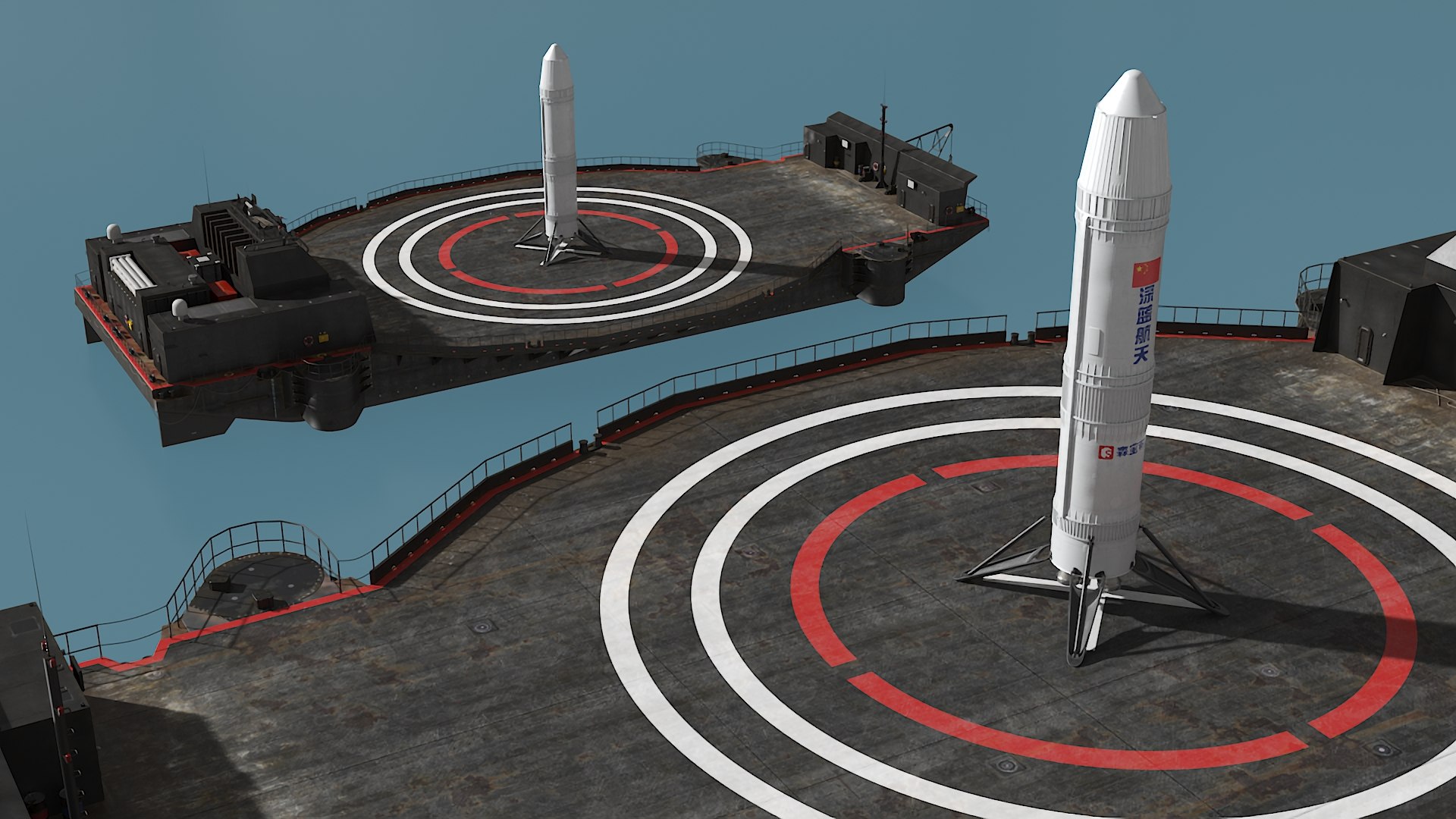 3D Autonomous Vessel For Rocket Landings And Nebula 1 Rocket Model ...