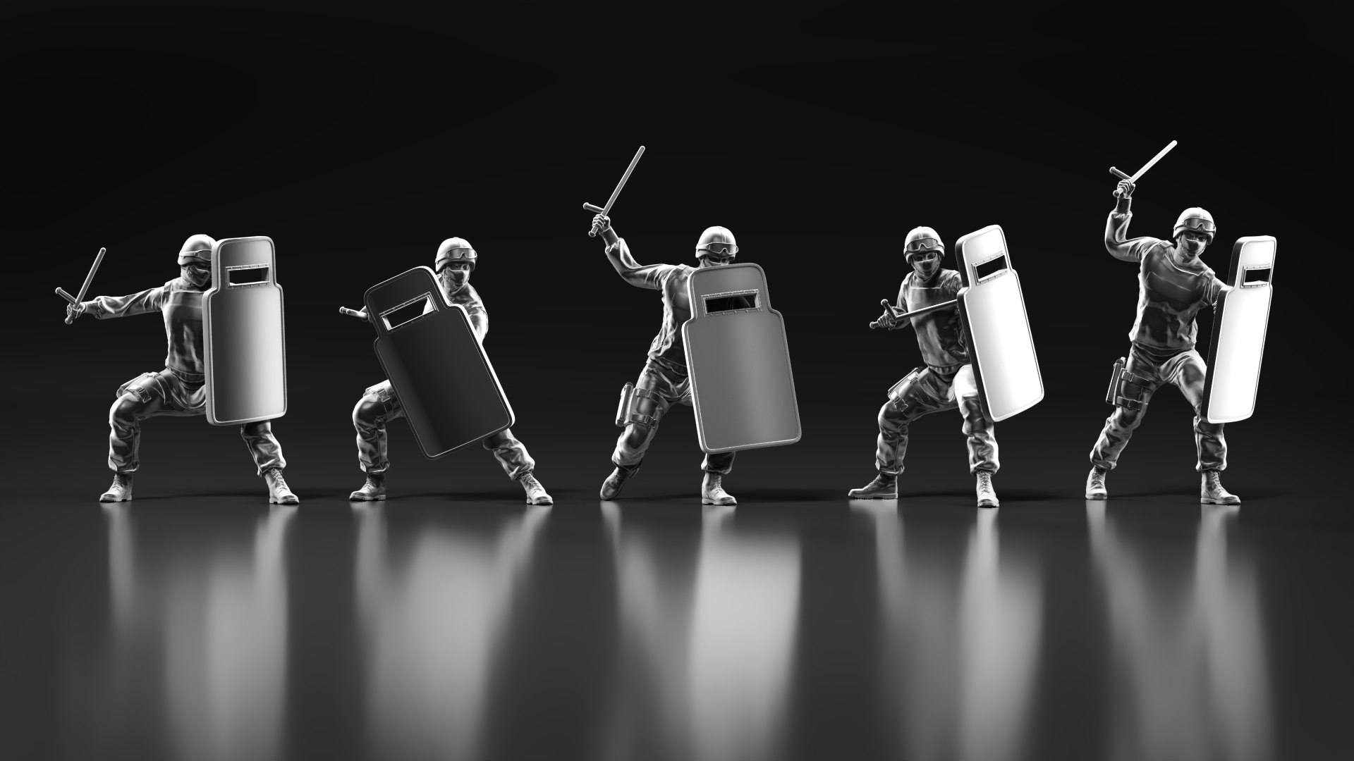 Riot Police Figure Set 01 3D Model - TurboSquid 2194439