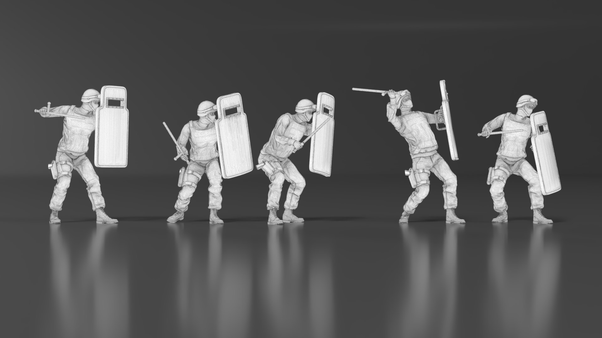 Riot Police Figure Set 01 3D Model - TurboSquid 2194439