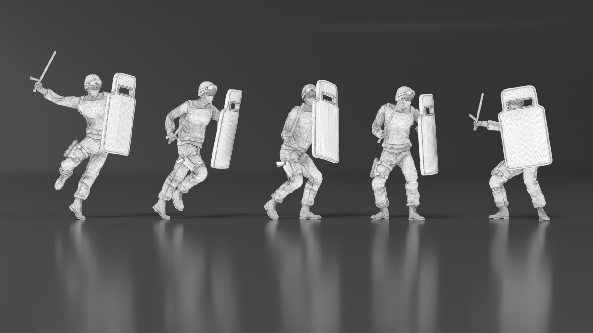 Riot Police Figure Set 01 3D Model - TurboSquid 2194439