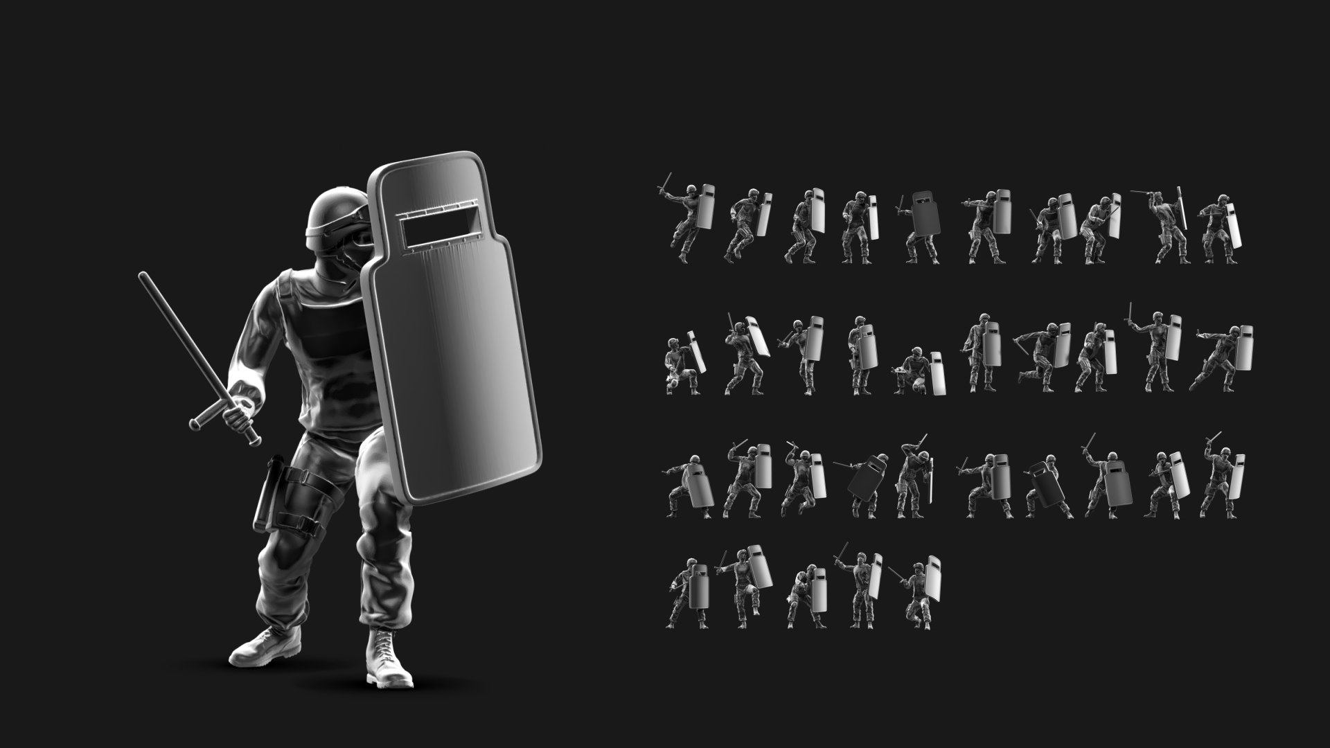 Riot Police Figure Set 01 3D Model - TurboSquid 2194439