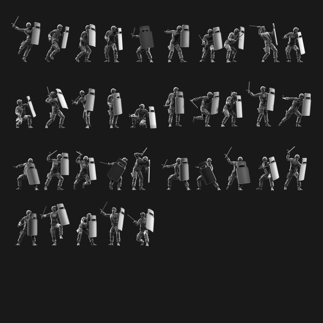 Riot Police Figure Set 01 3D Model - TurboSquid 2194439