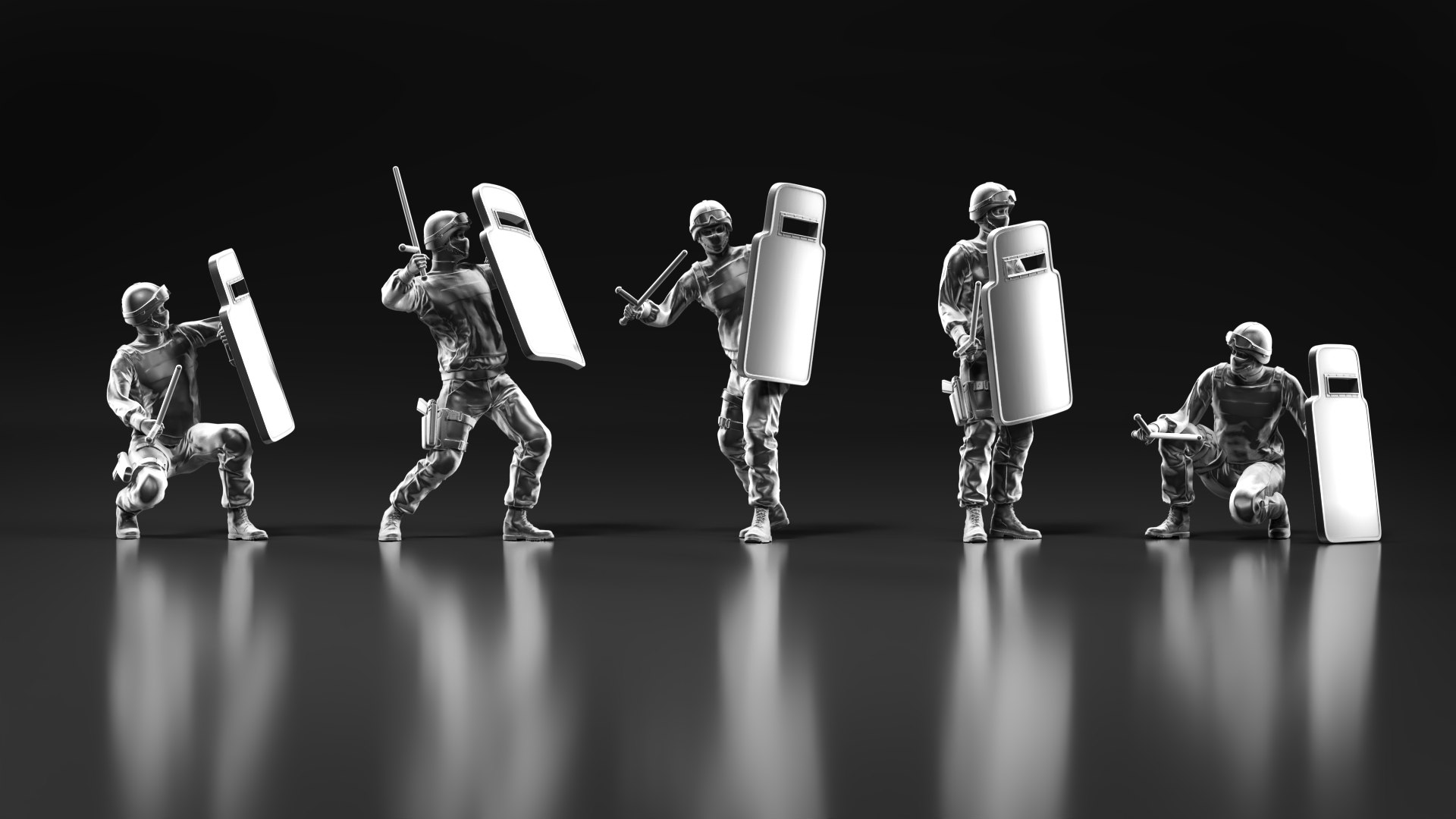 Riot Police Figure Set 01 3D Model - TurboSquid 2194439