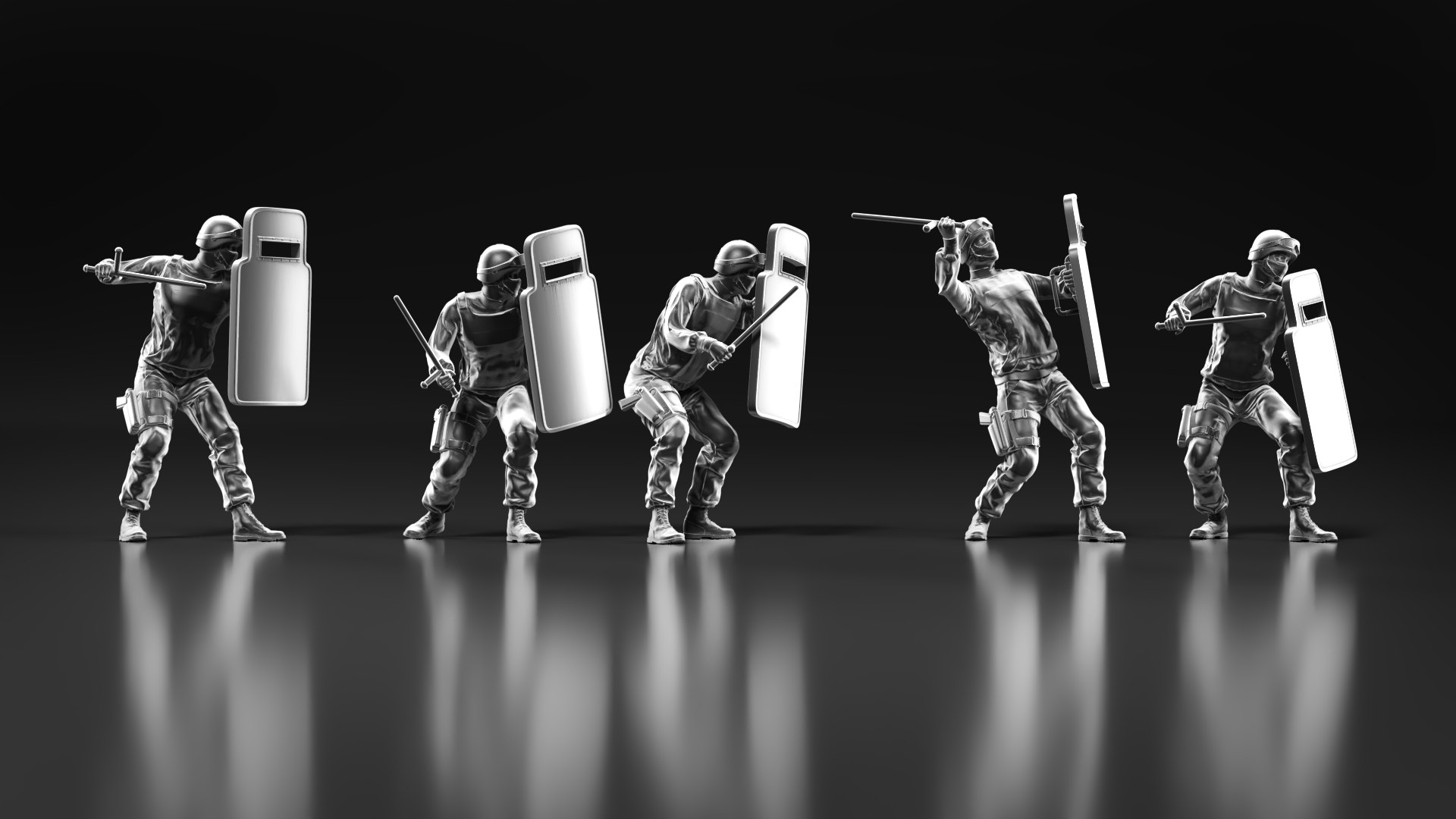 Riot Police Figure Set 01 3D Model - TurboSquid 2194439