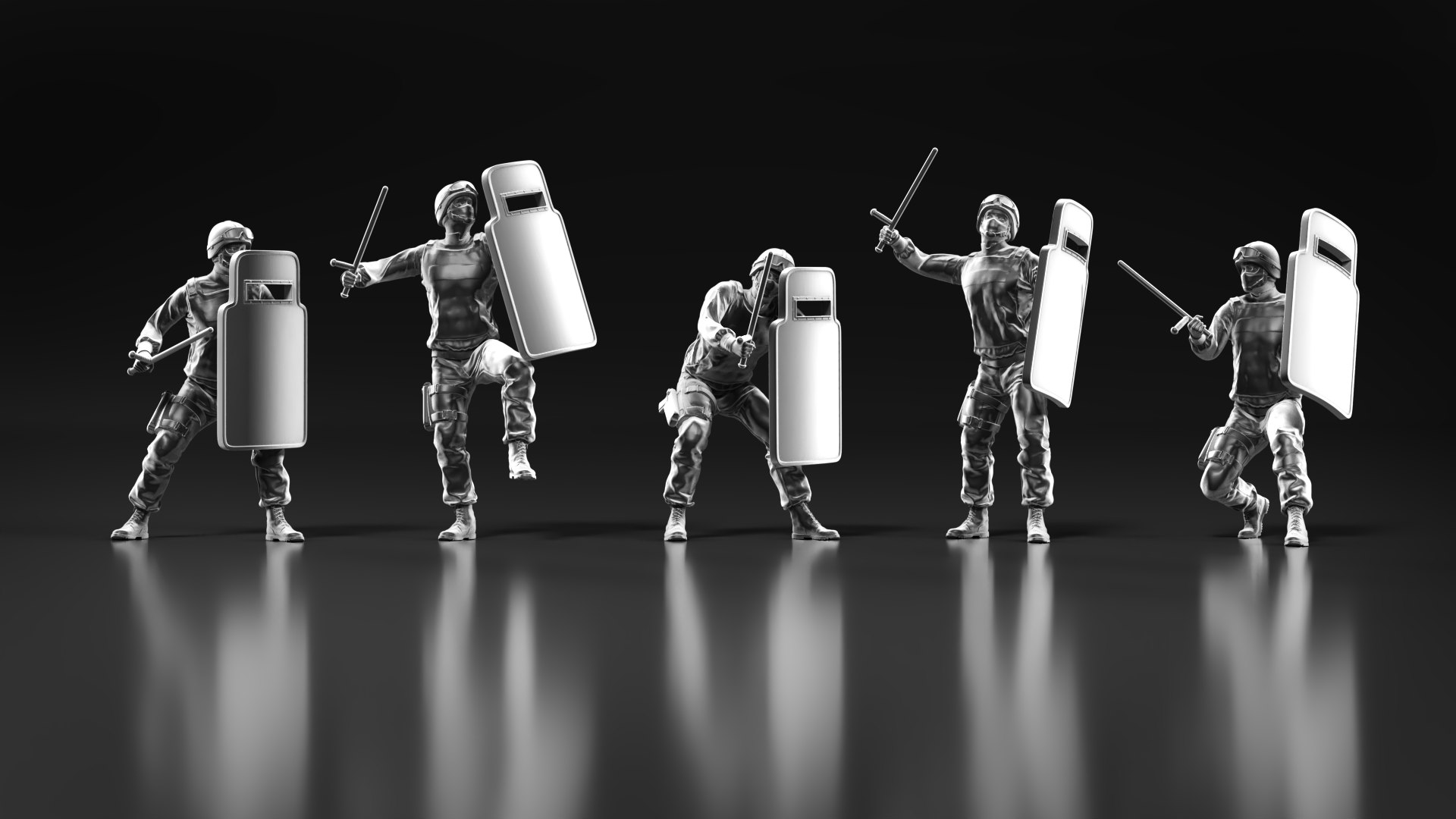 Riot Police Figure Set 01 3D Model - TurboSquid 2194439