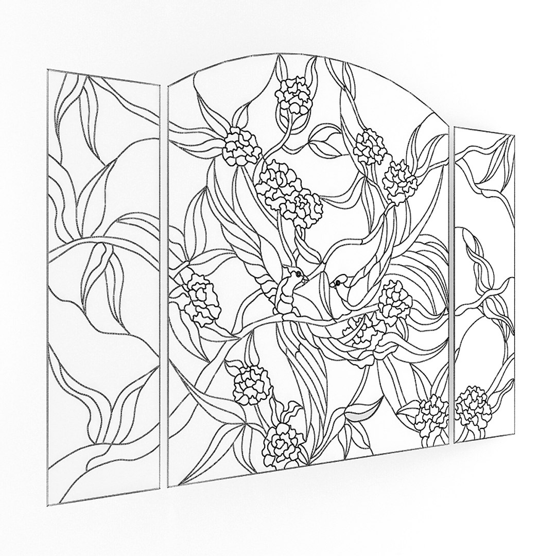 3d Birds Frosted Glass Model