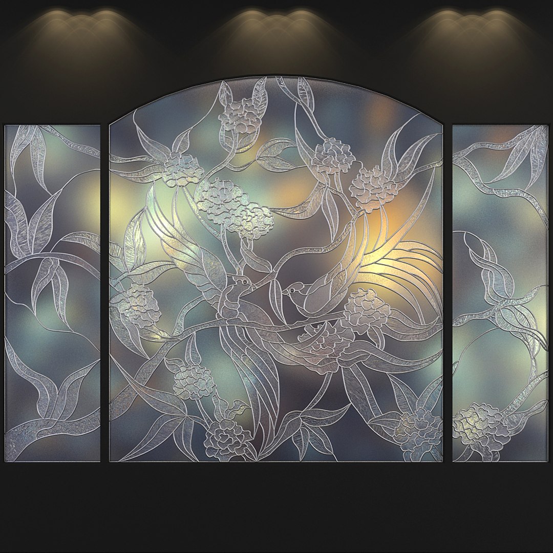 3d Birds Frosted Glass Model