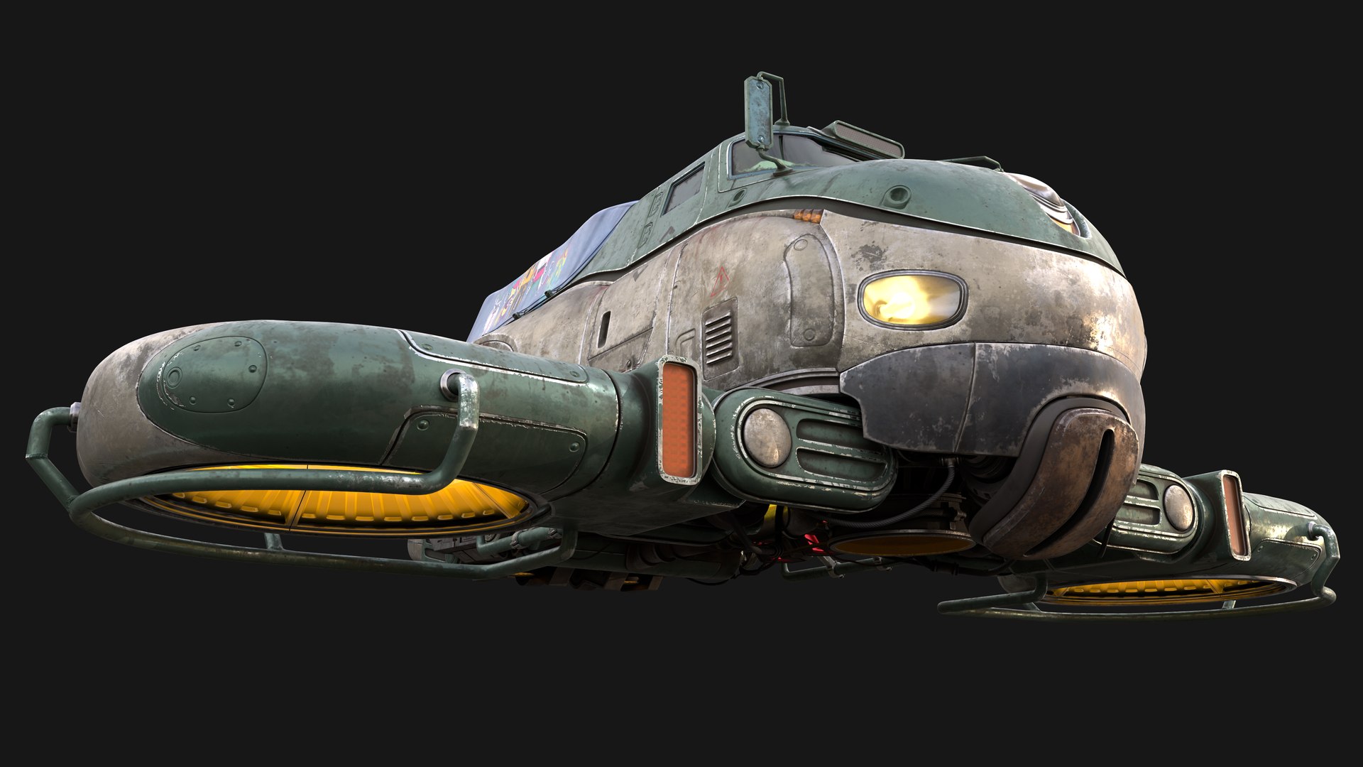 3D Model Sci-Fi Flying Hover Truck Space Fighter - TurboSquid 2351022