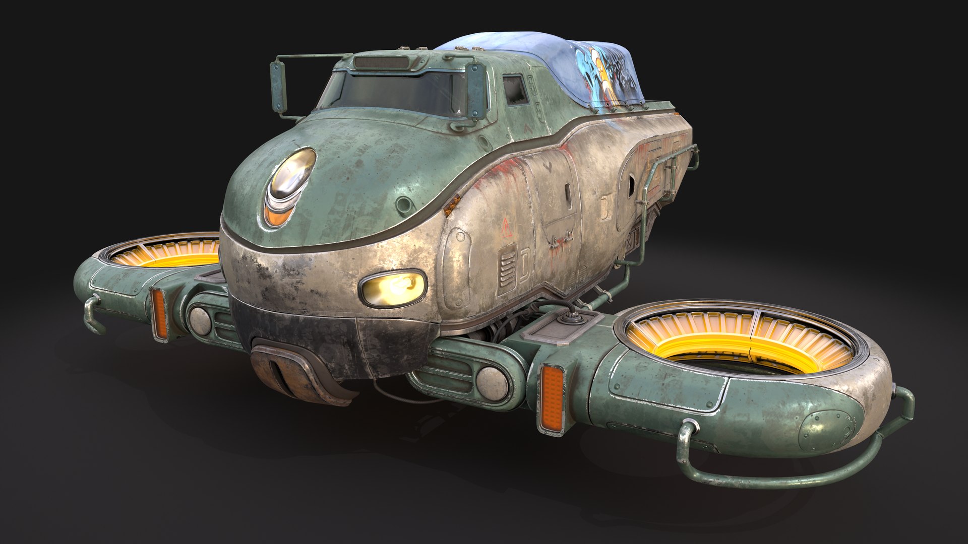 3D Model Sci-Fi Flying Hover Truck Space Fighter - TurboSquid 2351022