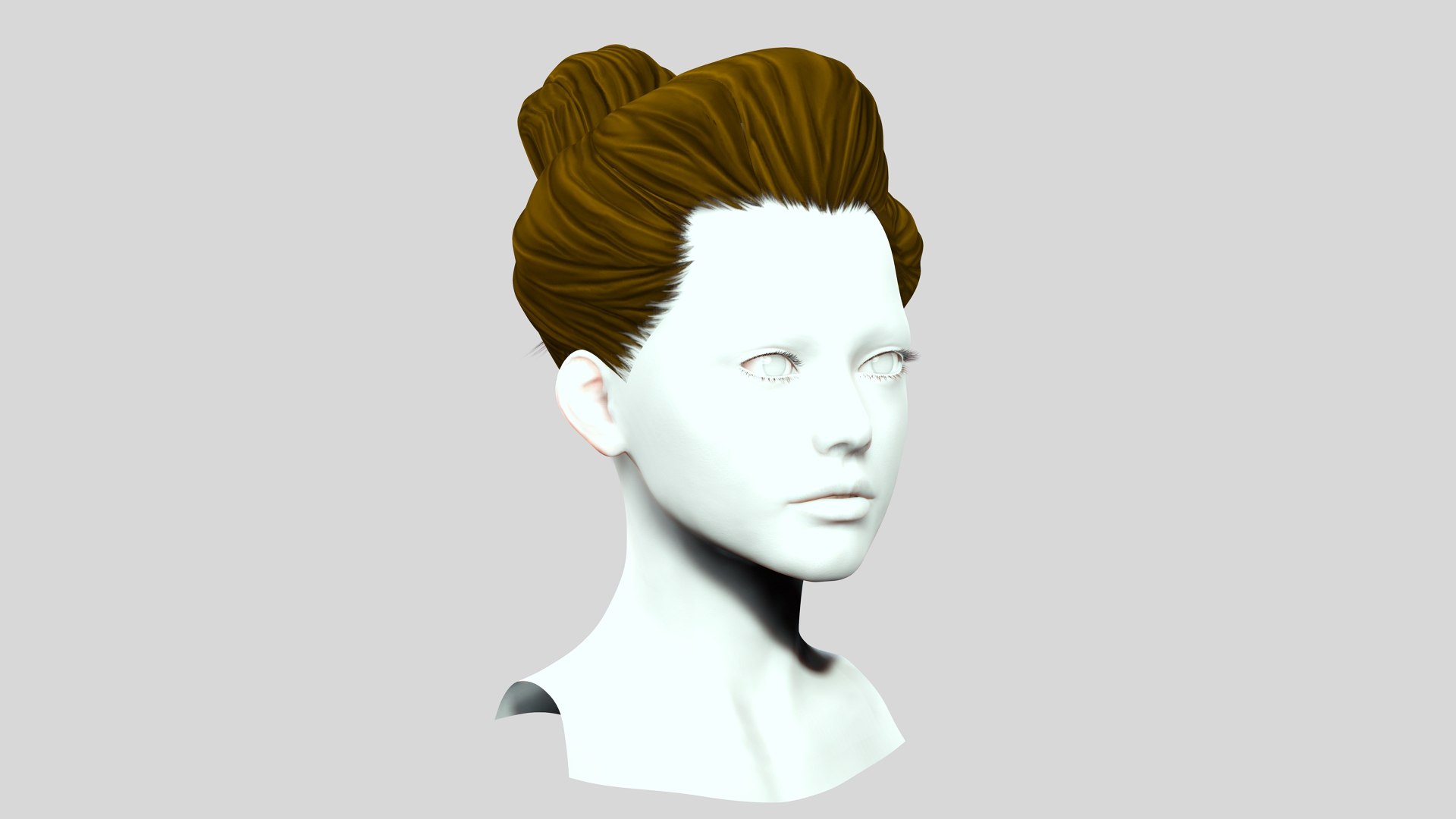 Female Bun Hair Style Low-poly 3D - TurboSquid 2225669