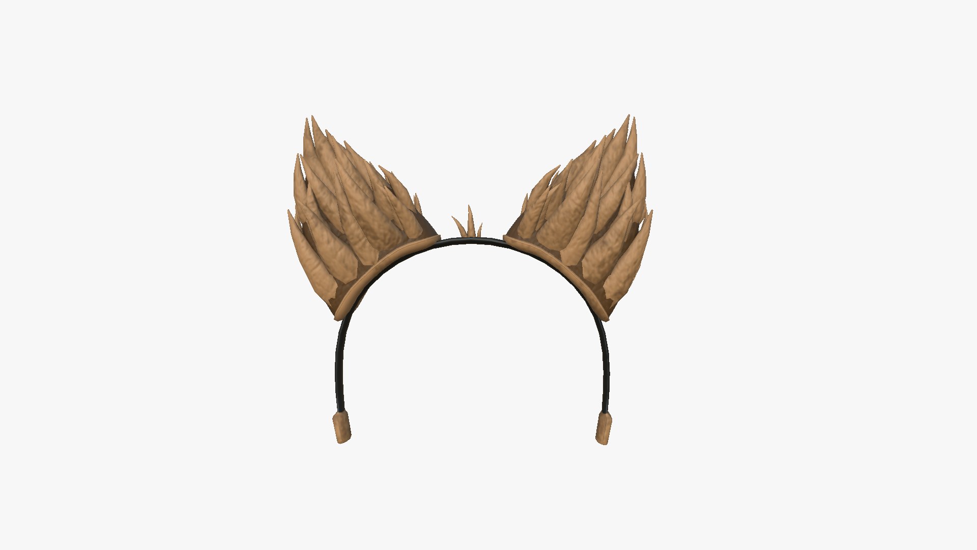 3D Furry Ears Tiara A05 Brown - Headband Character Design Model ...