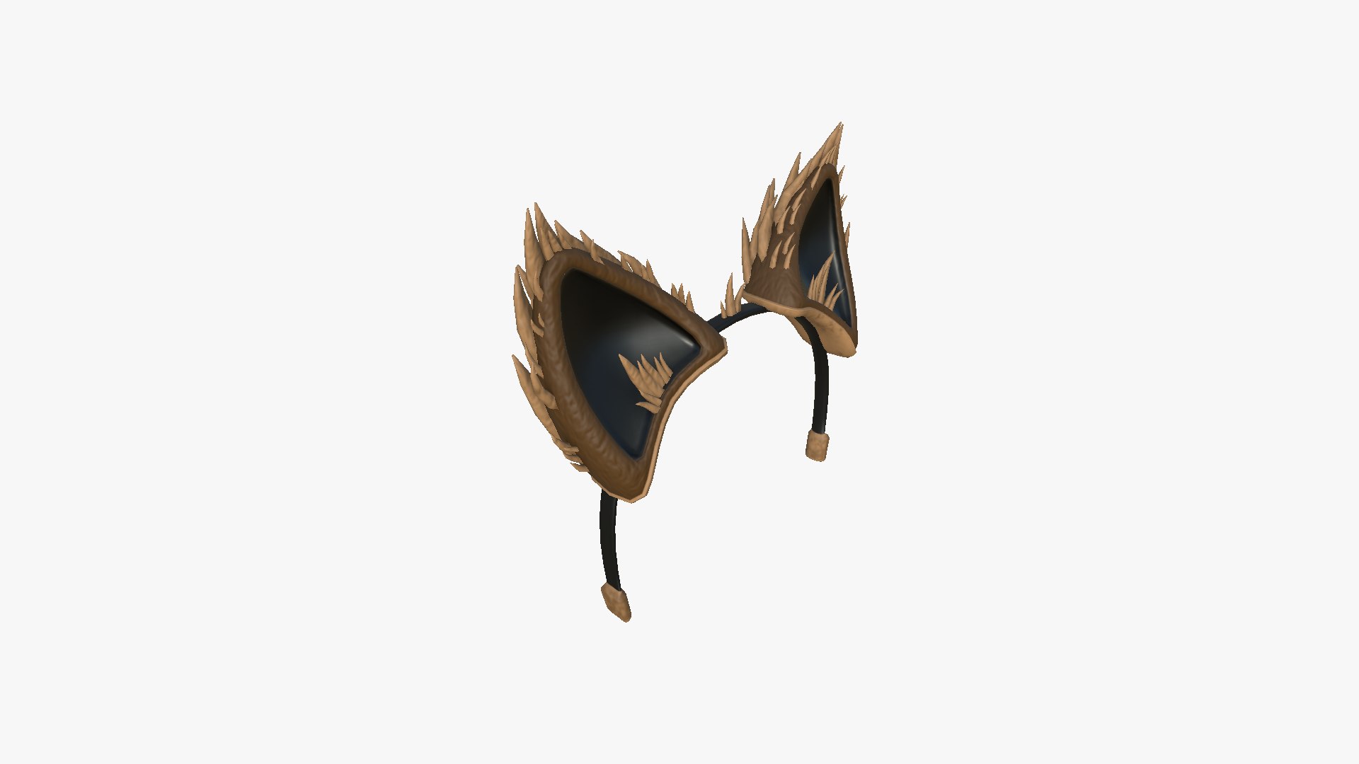 3D Furry Ears Tiara A05 Brown - Headband Character Design Model ...