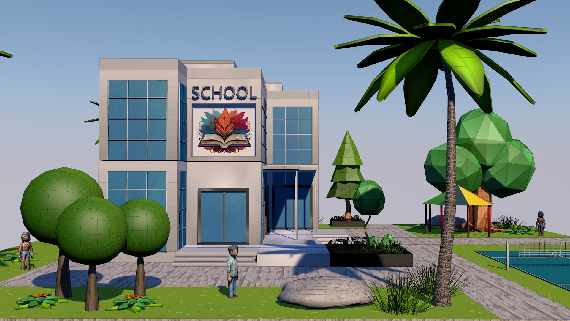 3D Low Poly School 3D Model Cartoon Style Model - TurboSquid 2282412