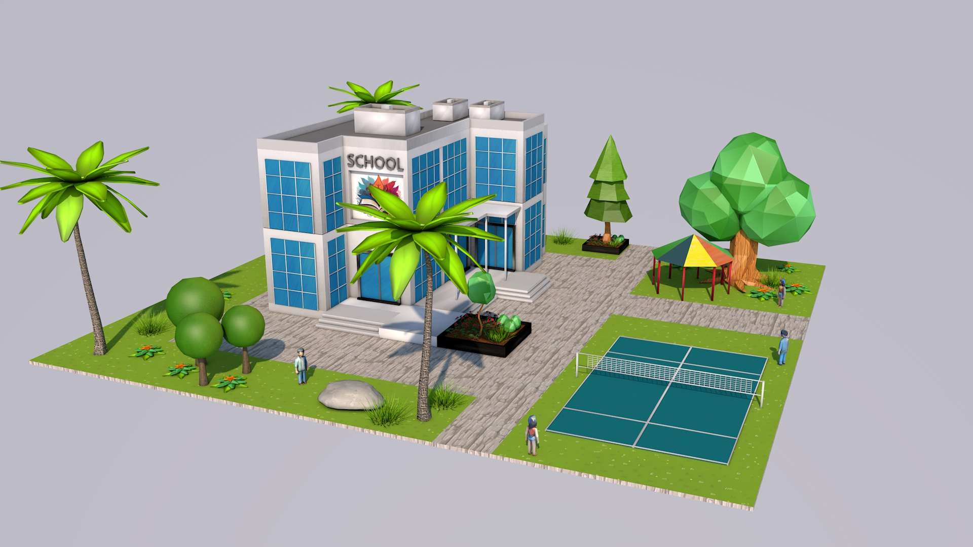 3D Low Poly School 3D Model Cartoon Style Model - TurboSquid 2282412