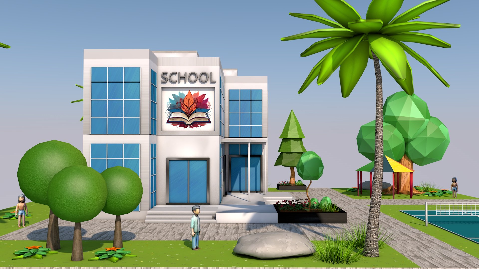 3D Low Poly School 3D Model Cartoon Style Model - TurboSquid 2282412