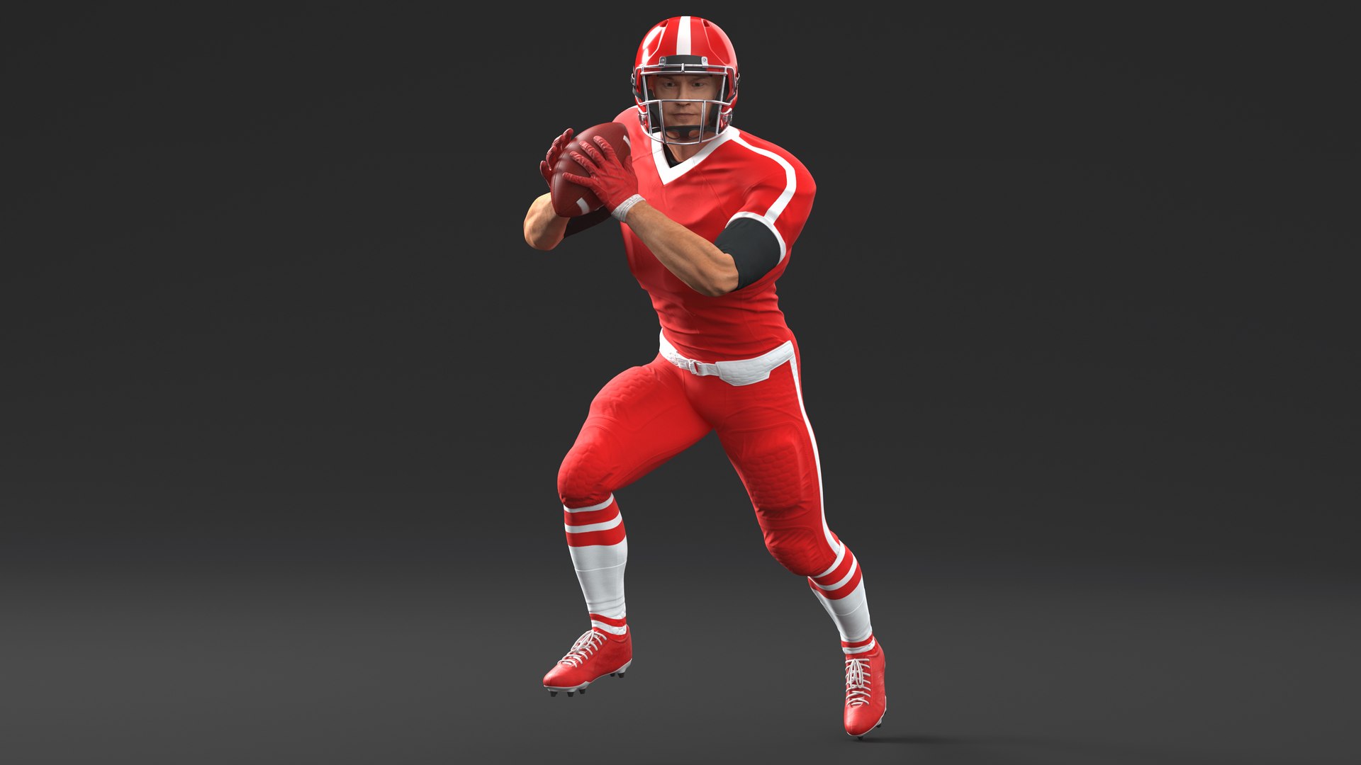 3D American Football Player Red Uniform Running The Ball - TurboSquid ...