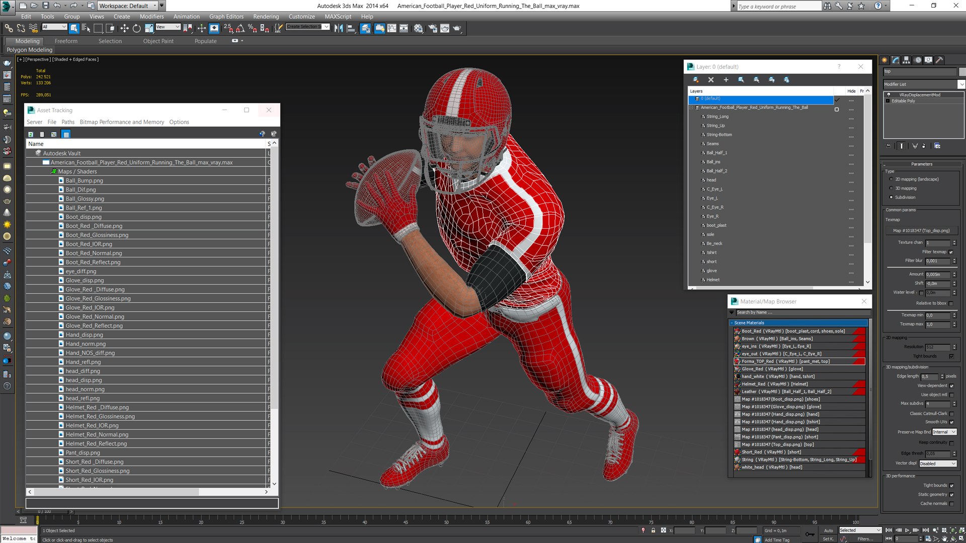 3D American Football Player Red Uniform Running The Ball - TurboSquid ...