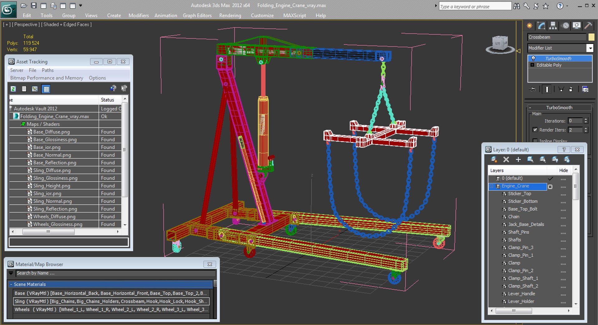 3D folding engine crane - TurboSquid 1289102